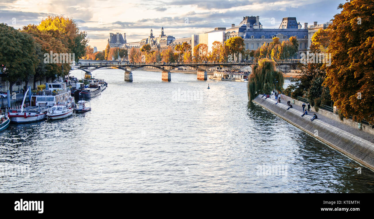 Sunset on the Seine River in Paris Stock Photo - Alamy