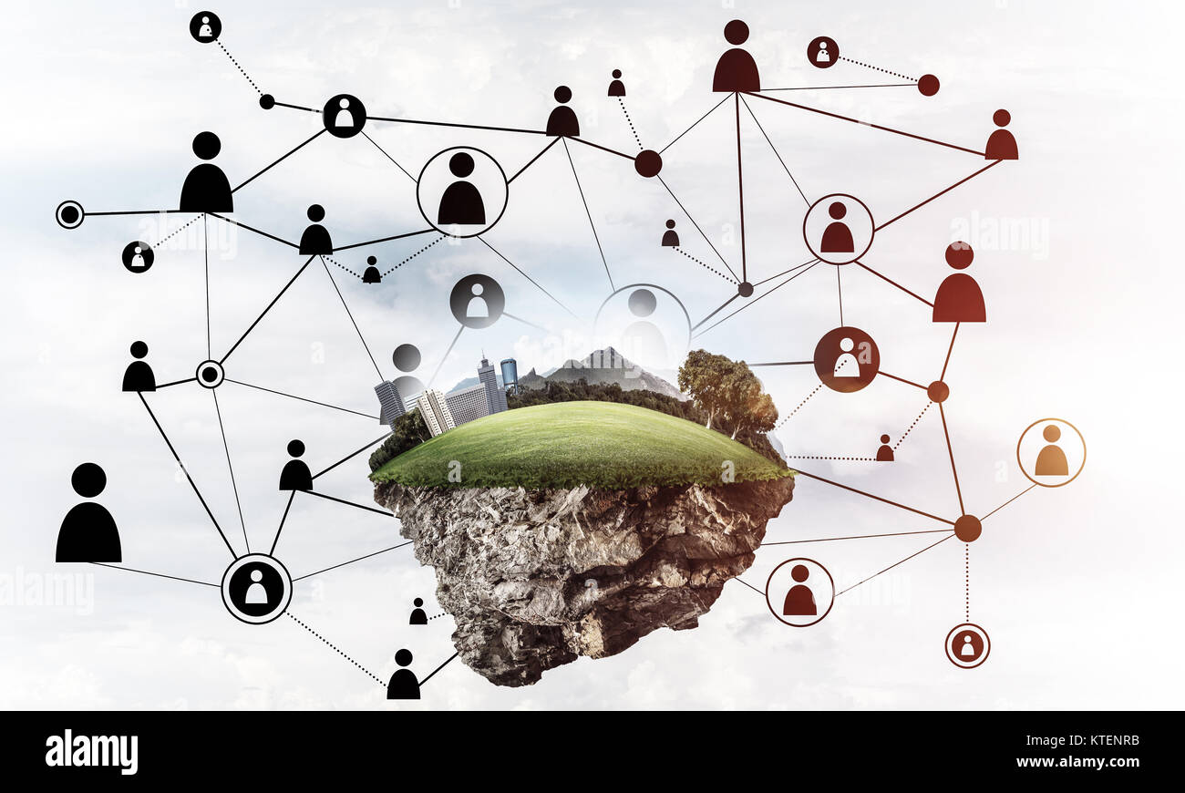 Concept of modern networking technologies and eco green construc Stock ...