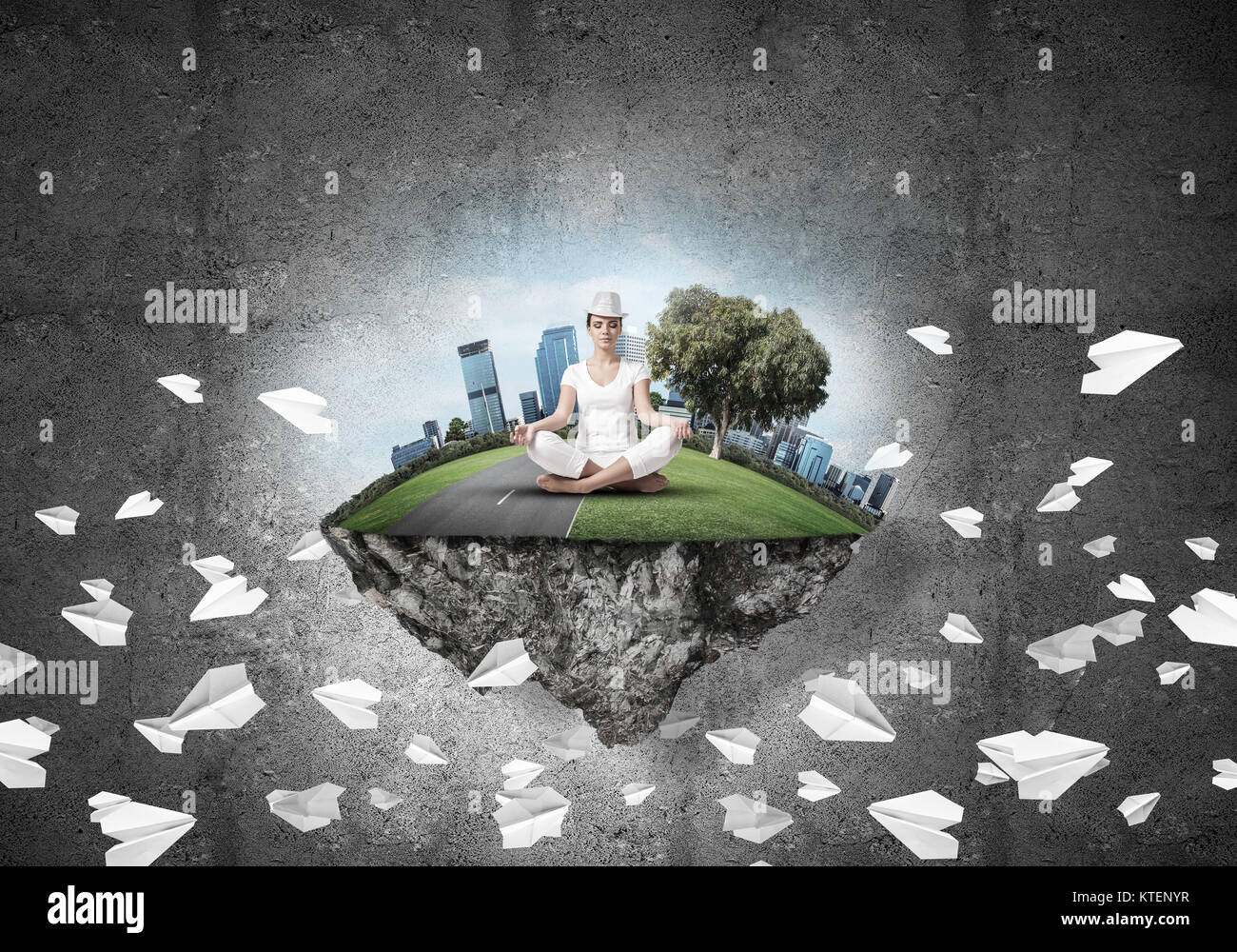 Young woman keeping mind conscious Stock Photo - Alamy