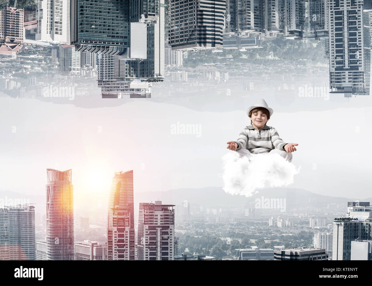 Young boy keeping mind conscious Stock Photo - Alamy