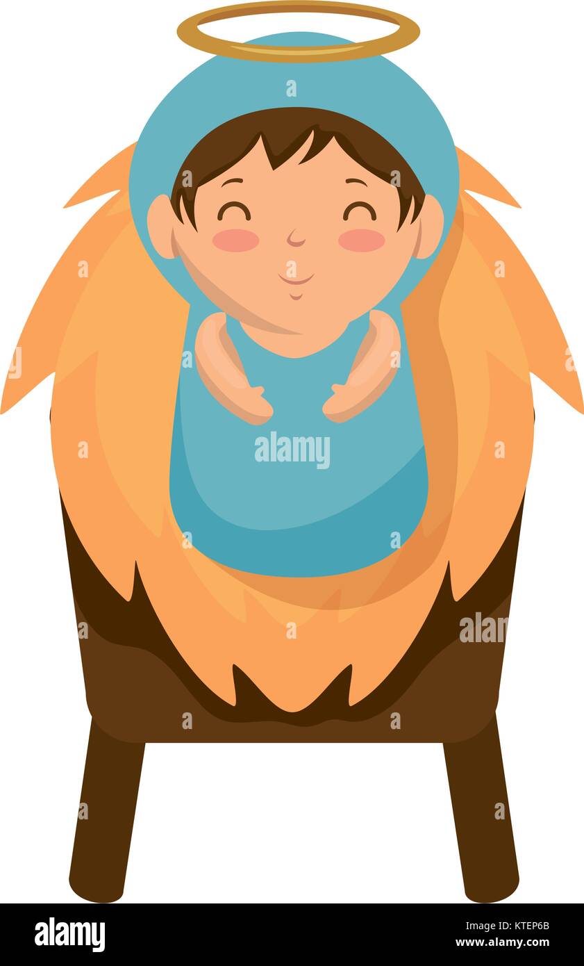 cute jesus baby in cradle vector illustration design Stock Vector Image ...