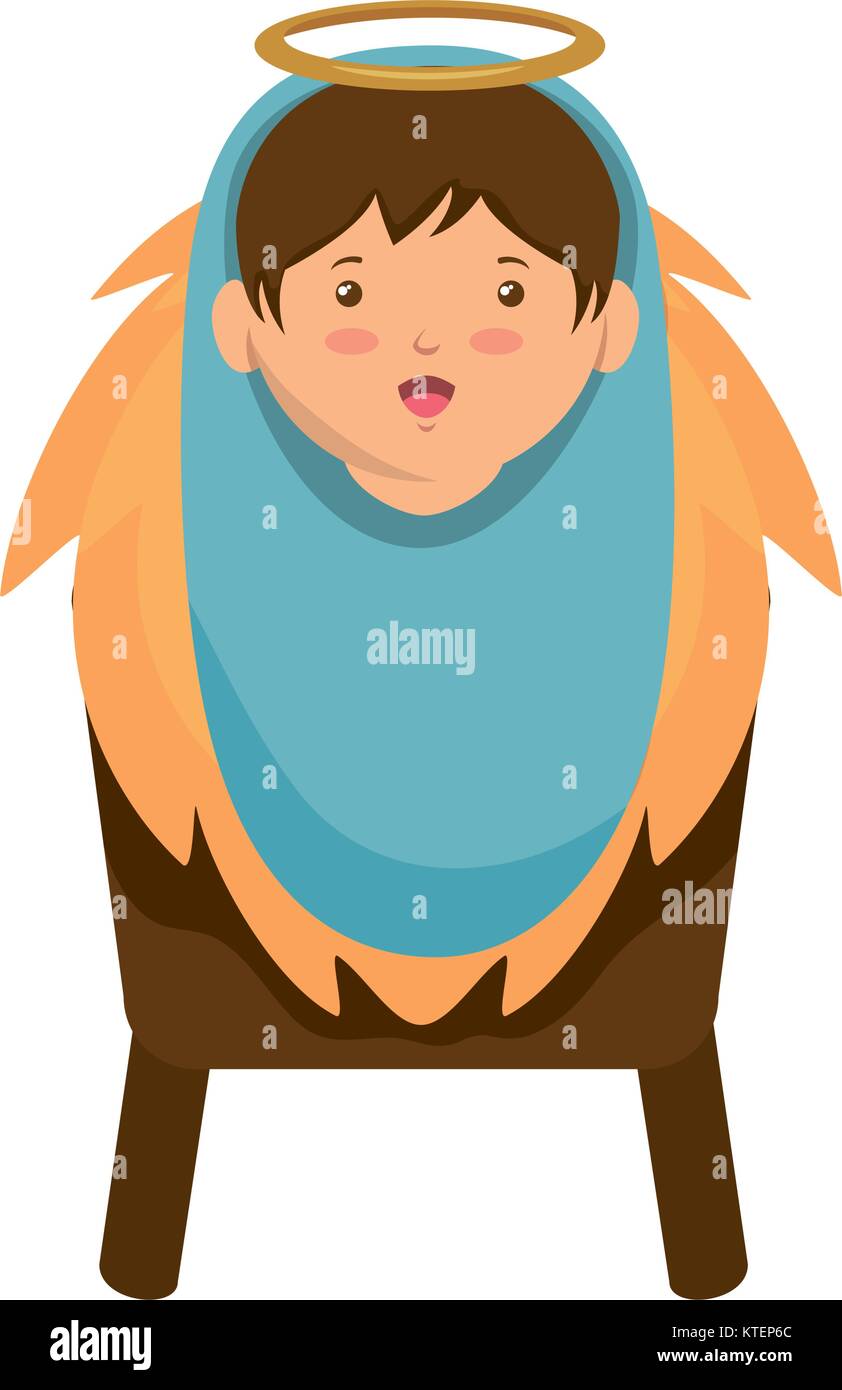 cute jesus baby in cradle vector illustration design Stock Vector Image ...