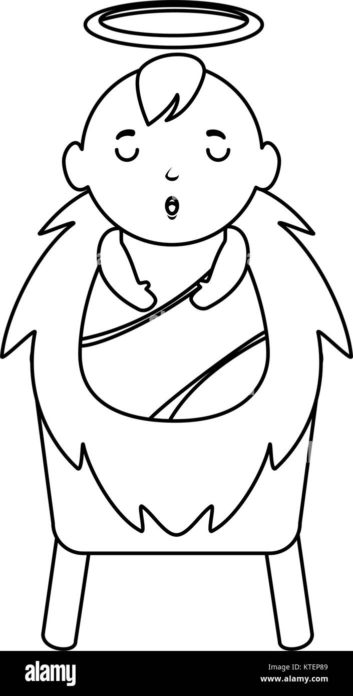 cute jesus baby in cradle vector illustration design Stock Vector Image ...