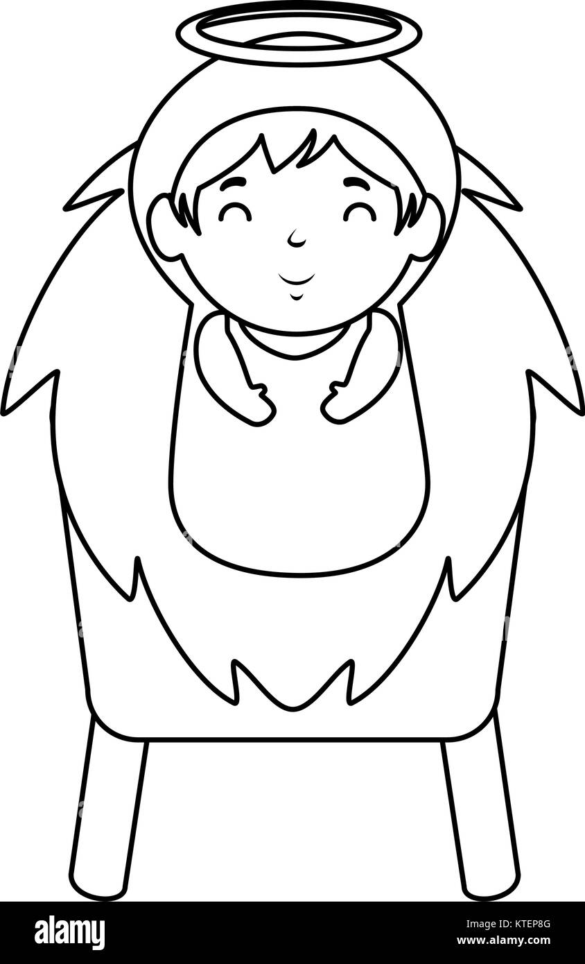 cute jesus baby in cradle vector illustration design Stock Vector Image ...