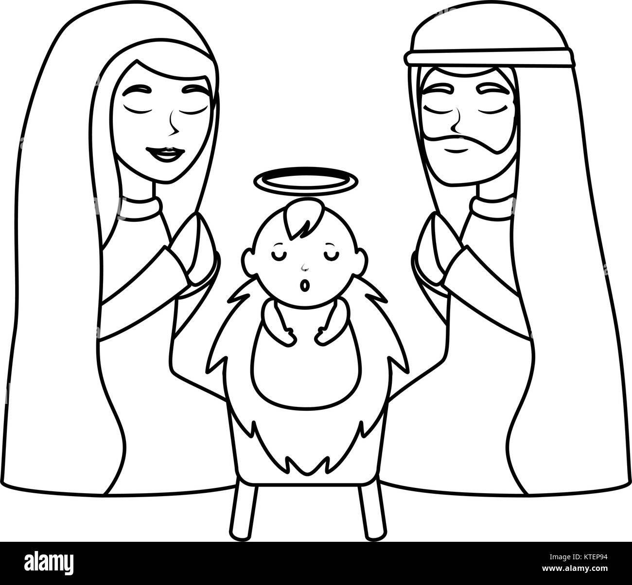 holy family christmas characters vector illustration design Stock ...