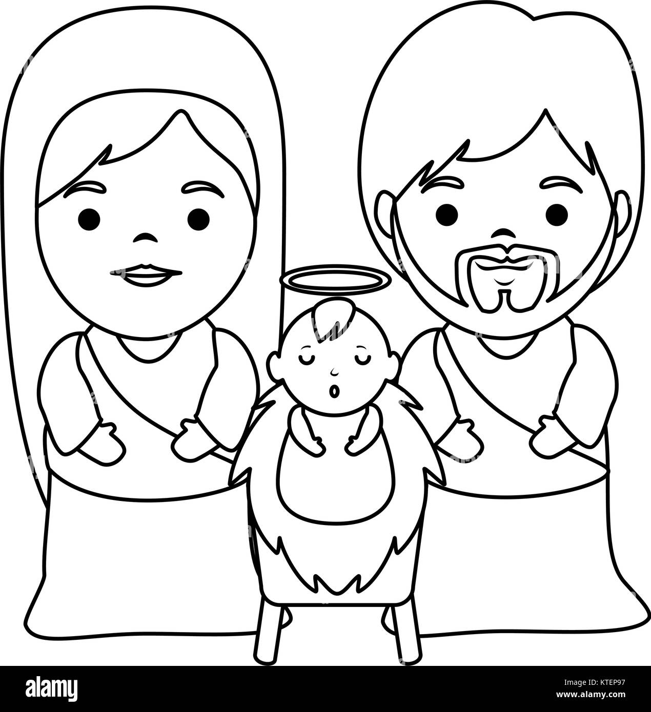 holy family christmas characters vector illustration design Stock ...