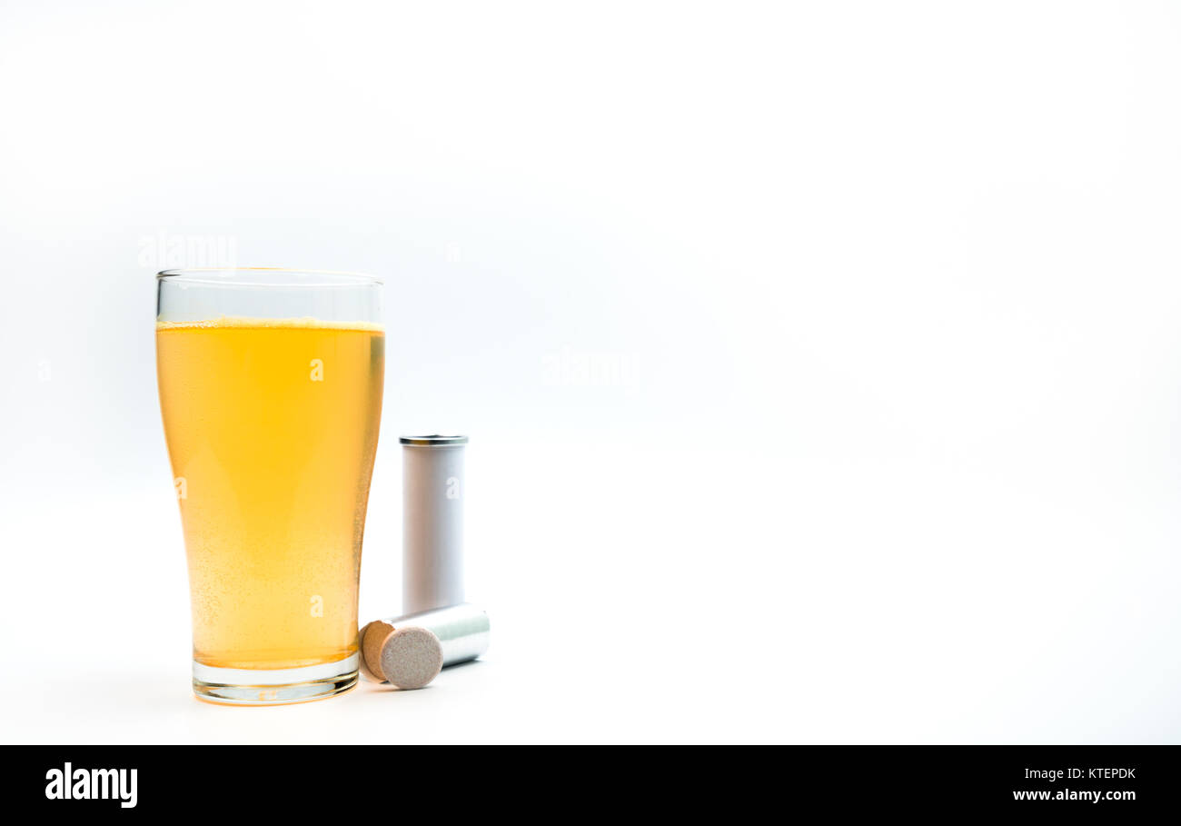 Effervescent tablets tube with blank label and orange effervescent ...