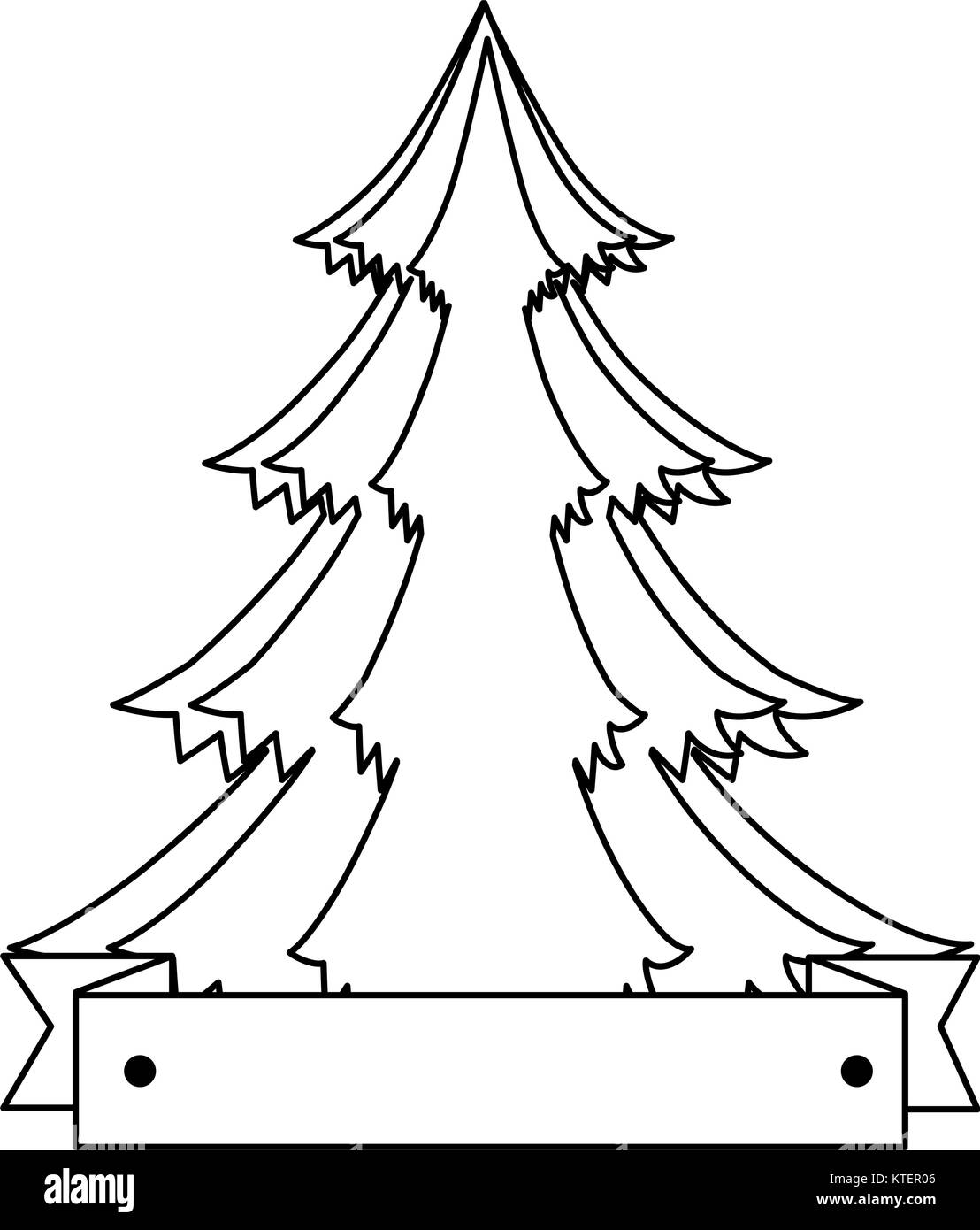 pine tree plant with ribbon vector illustration design Stock Vector ...