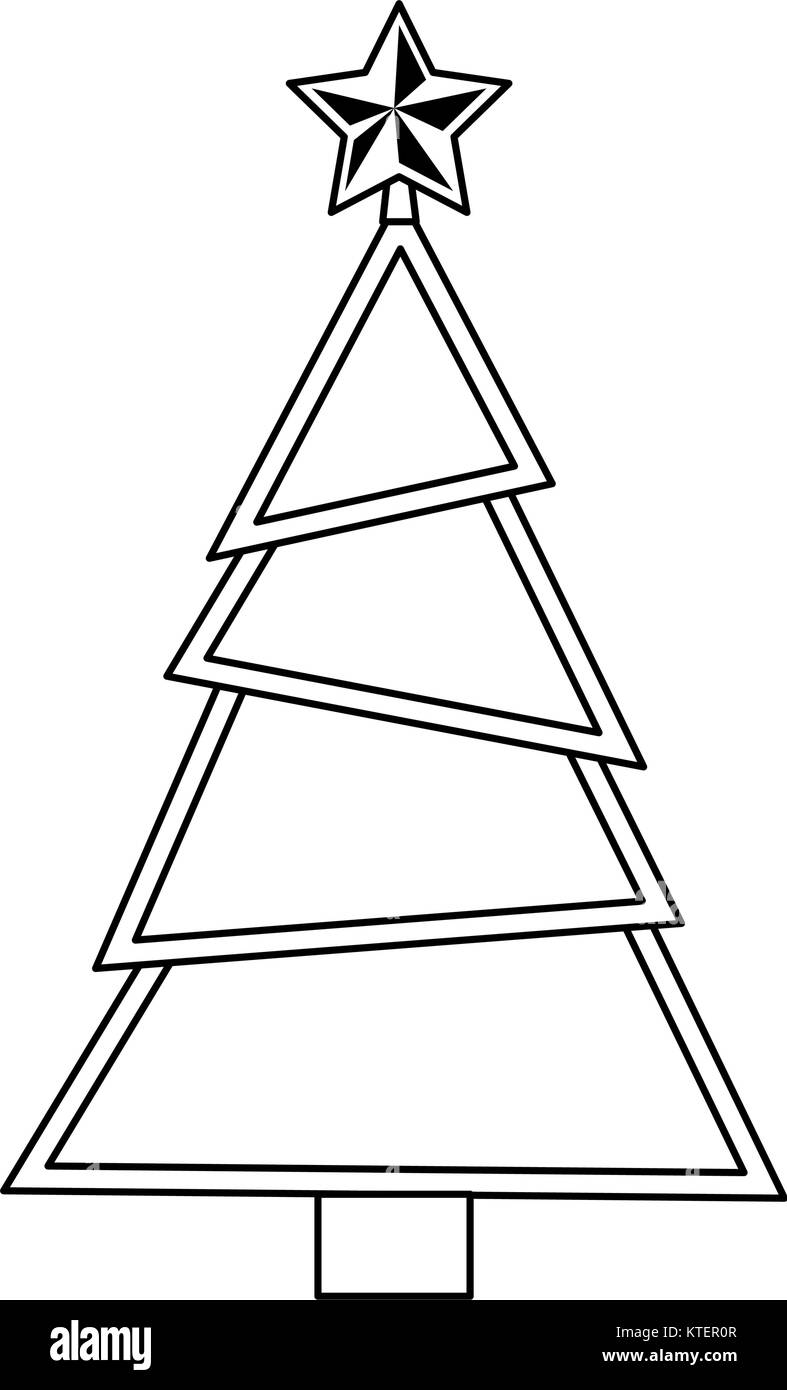 merry christmas tree with star vector illustration design Stock Vector ...