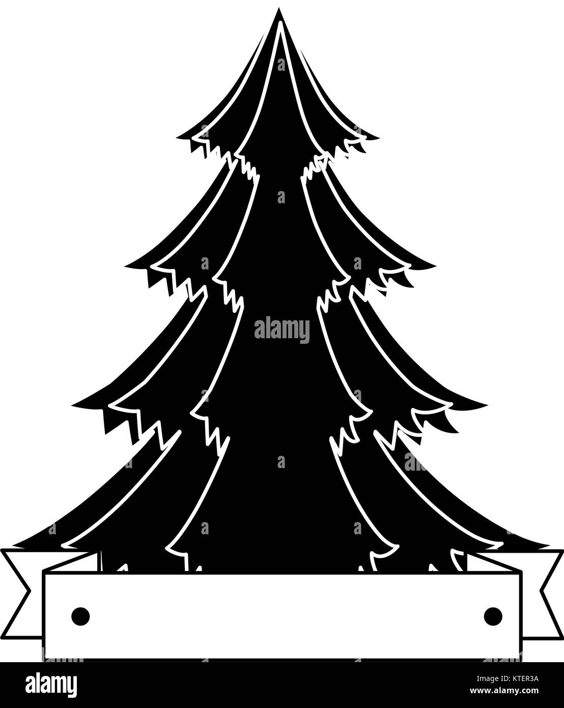 pine tree plant with ribbon vector illustration design Stock Vector ...