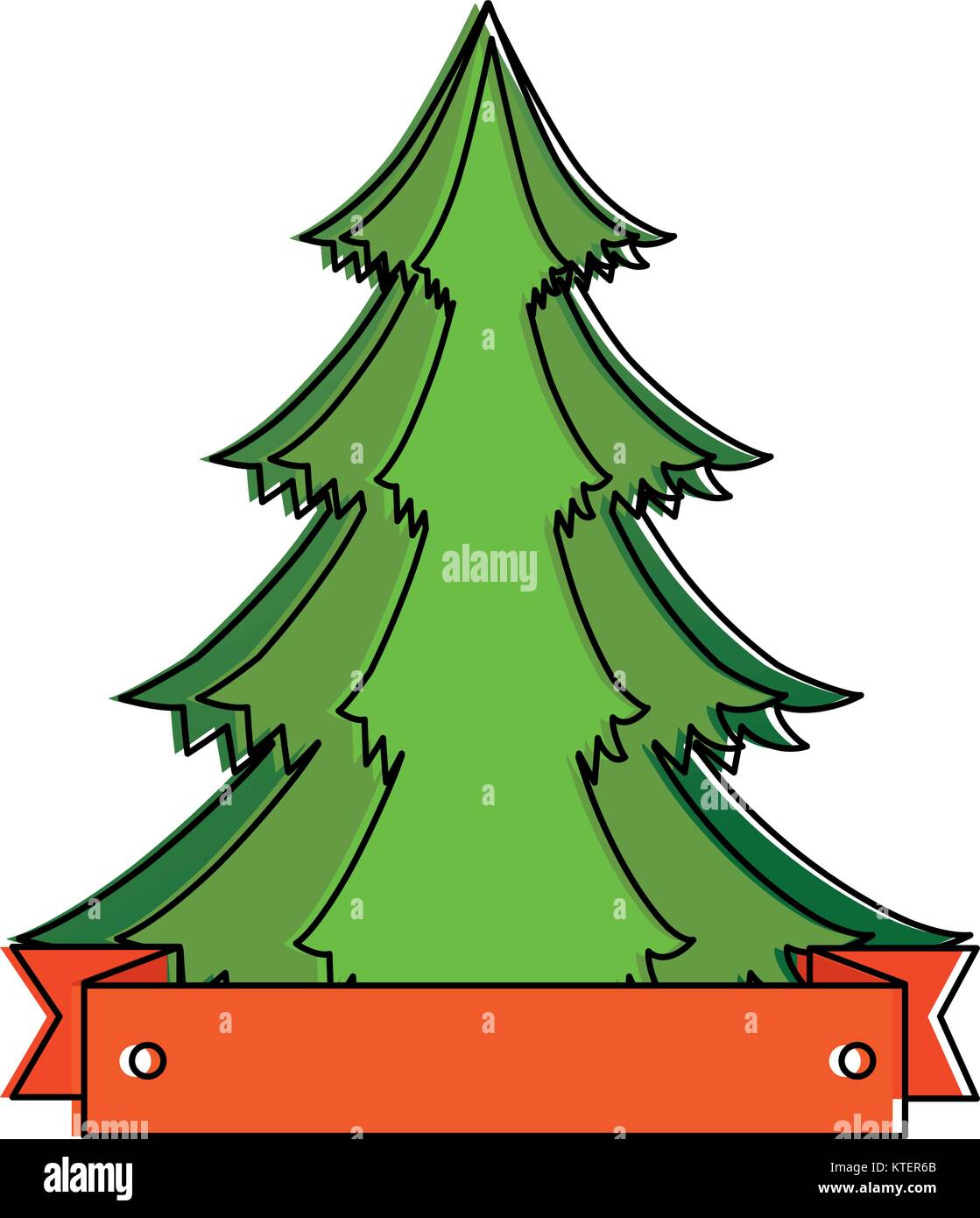 pine tree plant with ribbon vector illustration design Stock Vector ...