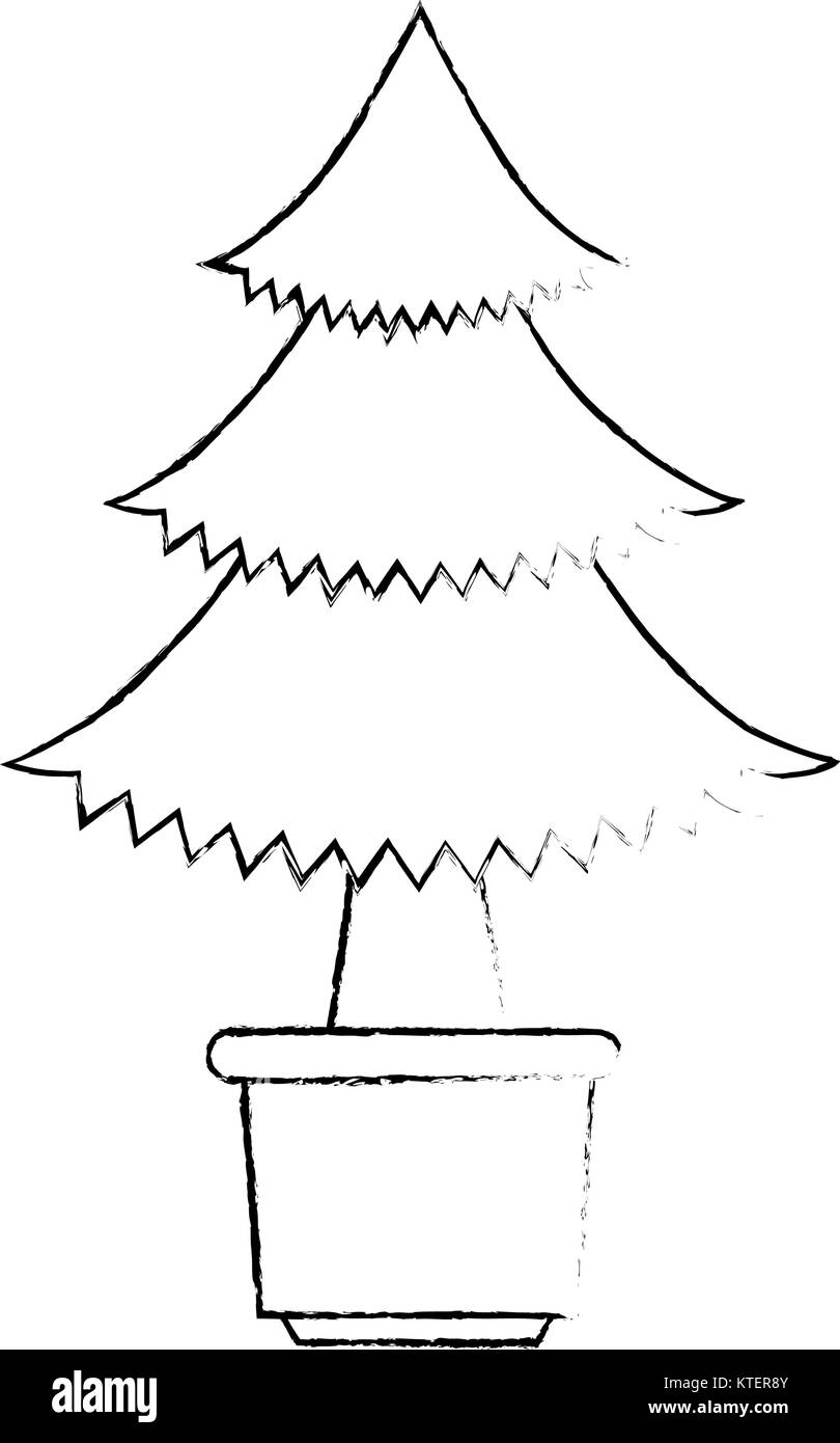 pine tree plant in pot vector illustration design Stock Vector Image ...