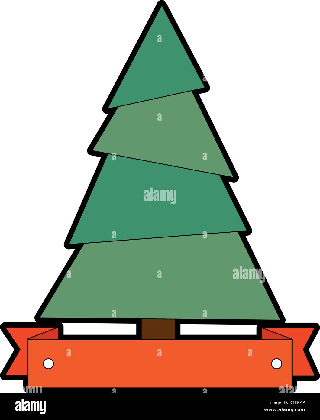 pine tree plant with ribbon vector illustration design Stock Vector ...