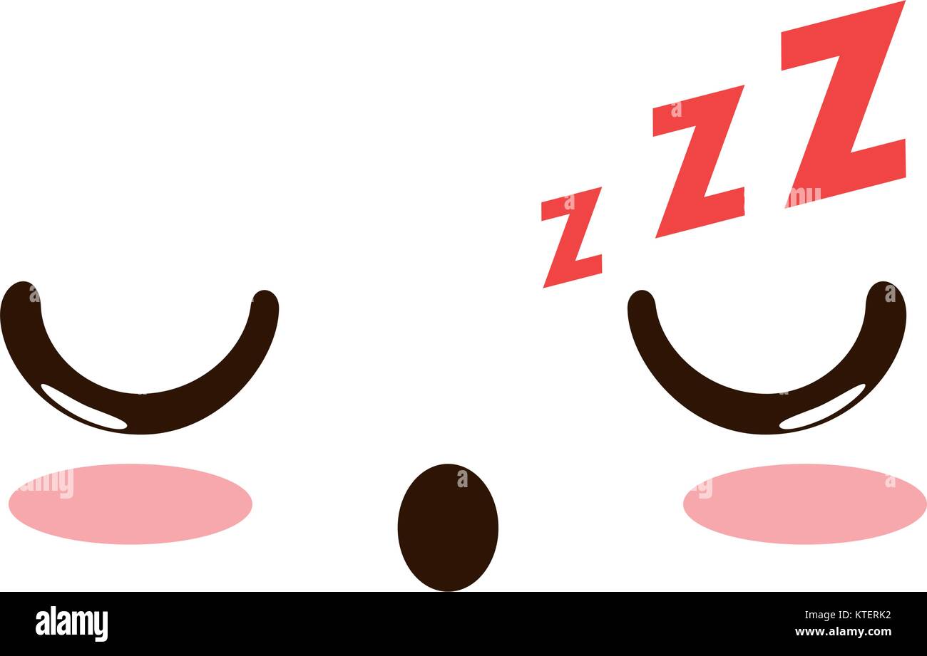 asleep face emoji kawaii character vector illustration design Stock ...