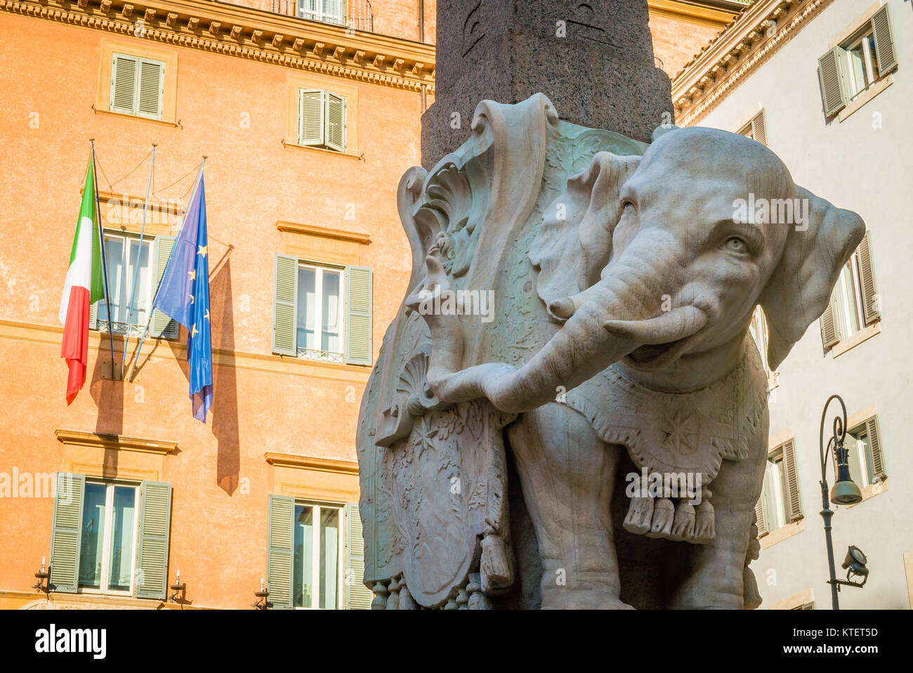 Statue depicting an elephant in Rome with the italian and european ...