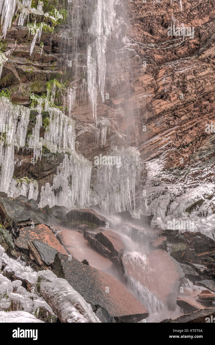Small frozen waterfall in Greece Stock Photo - Alamy