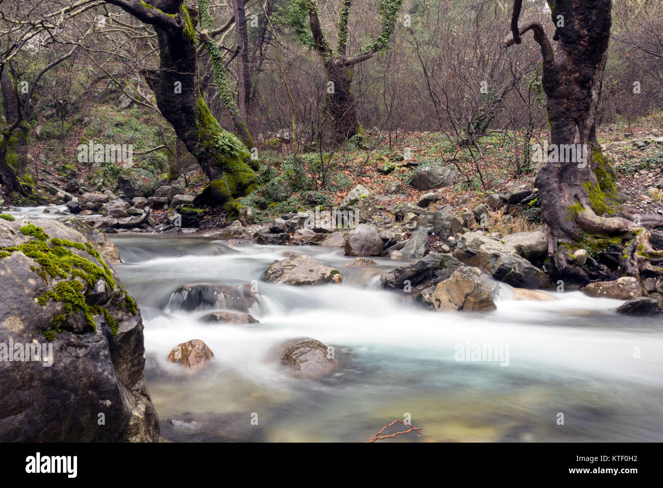 The Hasanboguldu river and waterfalls in Edremit district of Balikesir ...