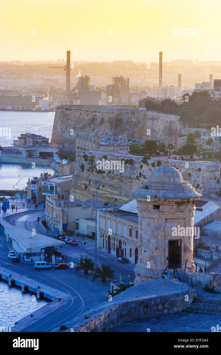 Watchtower at sunset, Valletta, Malta Stock Photo - Alamy