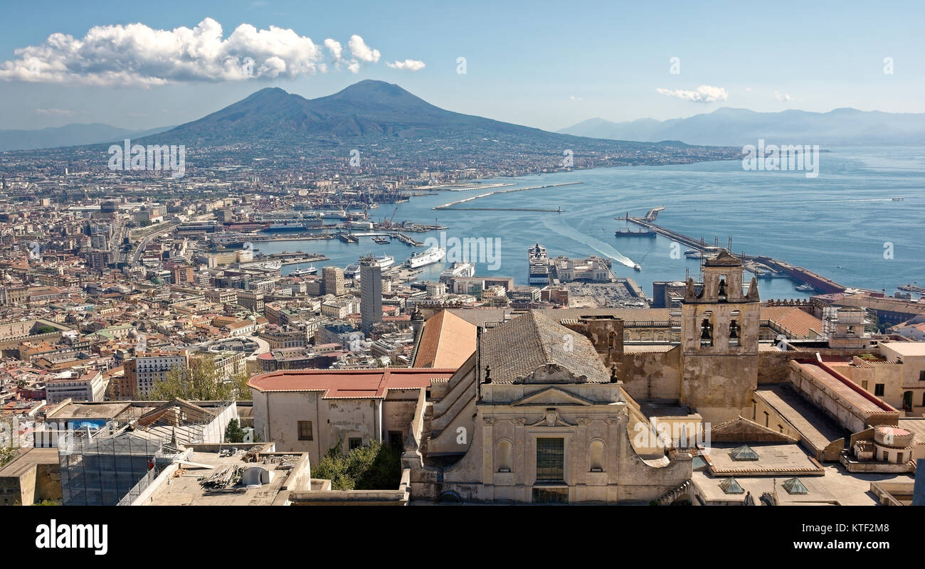 view of vesuvio and napoli harbor from the point of view of the ...
