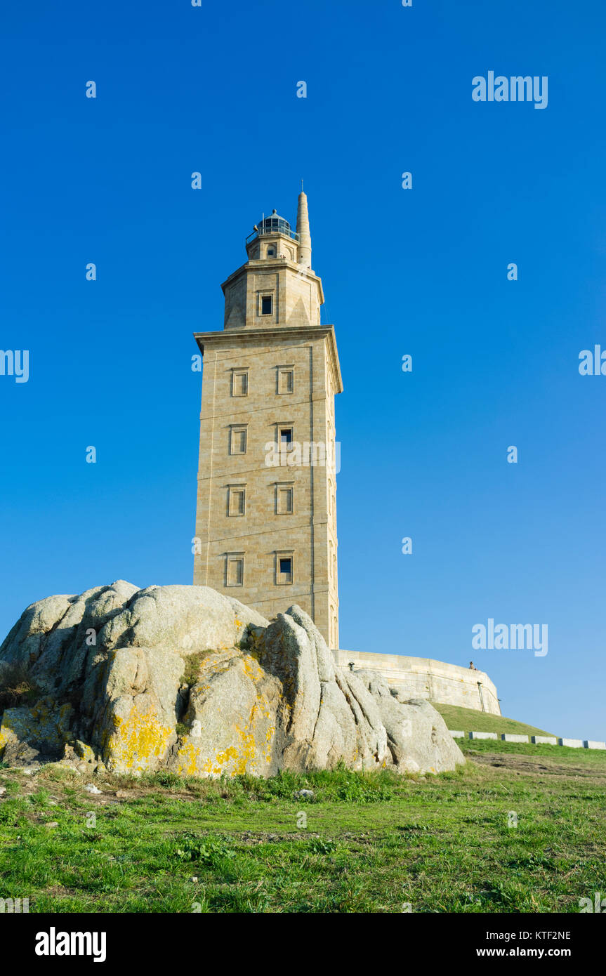 Tower of Hercules, Roman lighthouse, Coruña city, Galicia, Spain Stock ... Tower of Hercules, Roman lighthouse, Coruña city, Galicia, Spain Stock ...