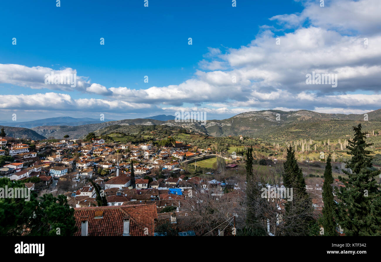 View at Sirince village, on sunny winter day. Selcuk, Turkey Stock ...