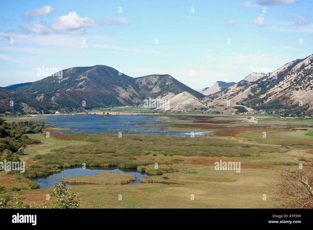 view of the highest peaks of Matese National Park and Lake Matese ...