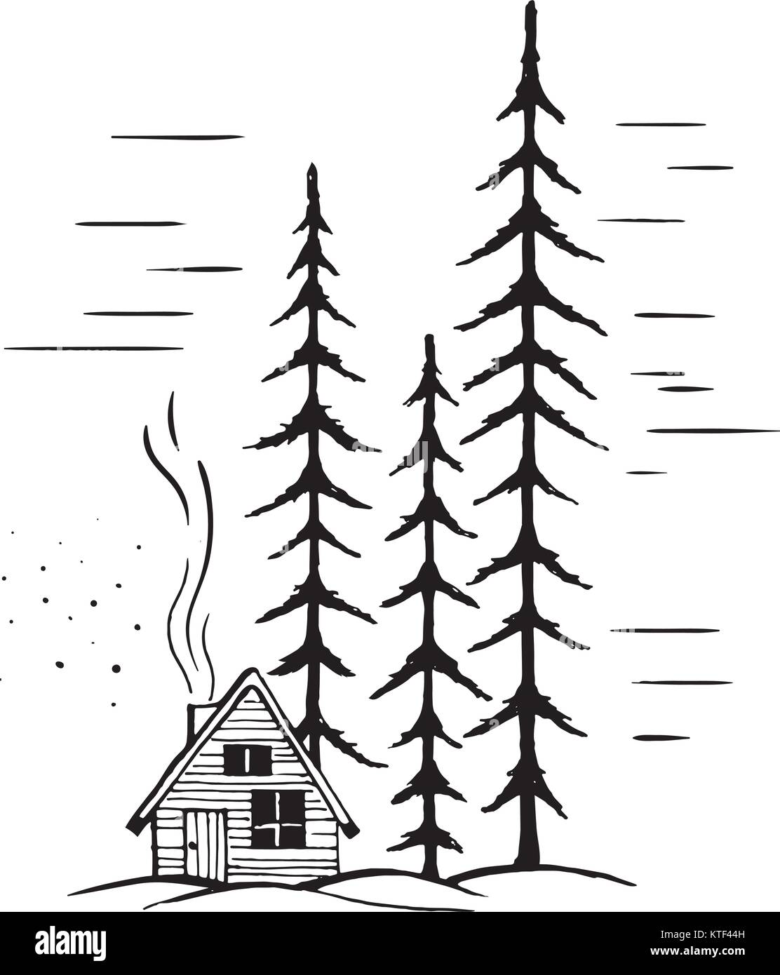 Winter landscape mountain house Stock Vector Images - Alamy