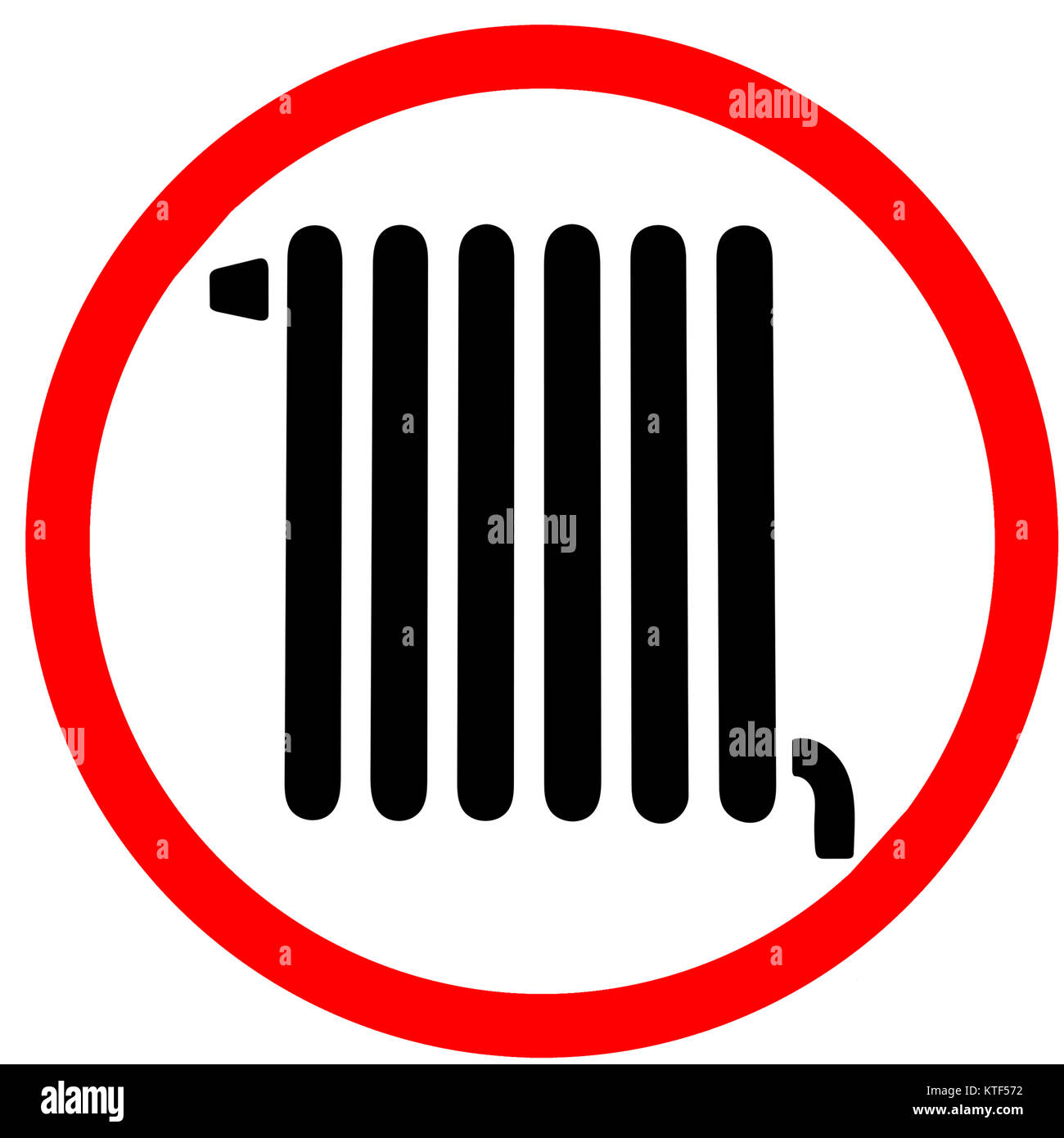 heater warning red circle road sign isolated on white background Stock ...