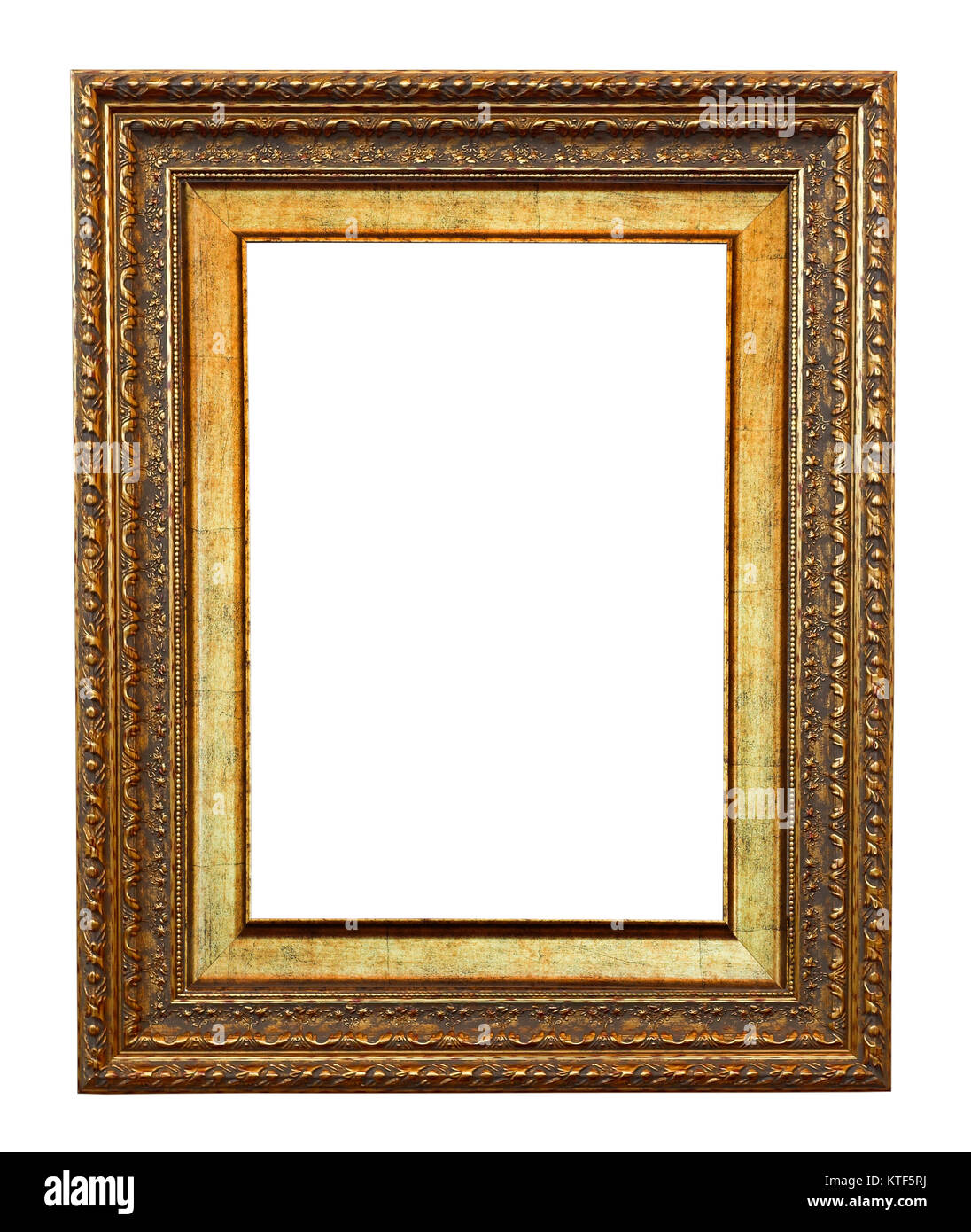 Close up old vintage picture frame isolated on white with space use for ...