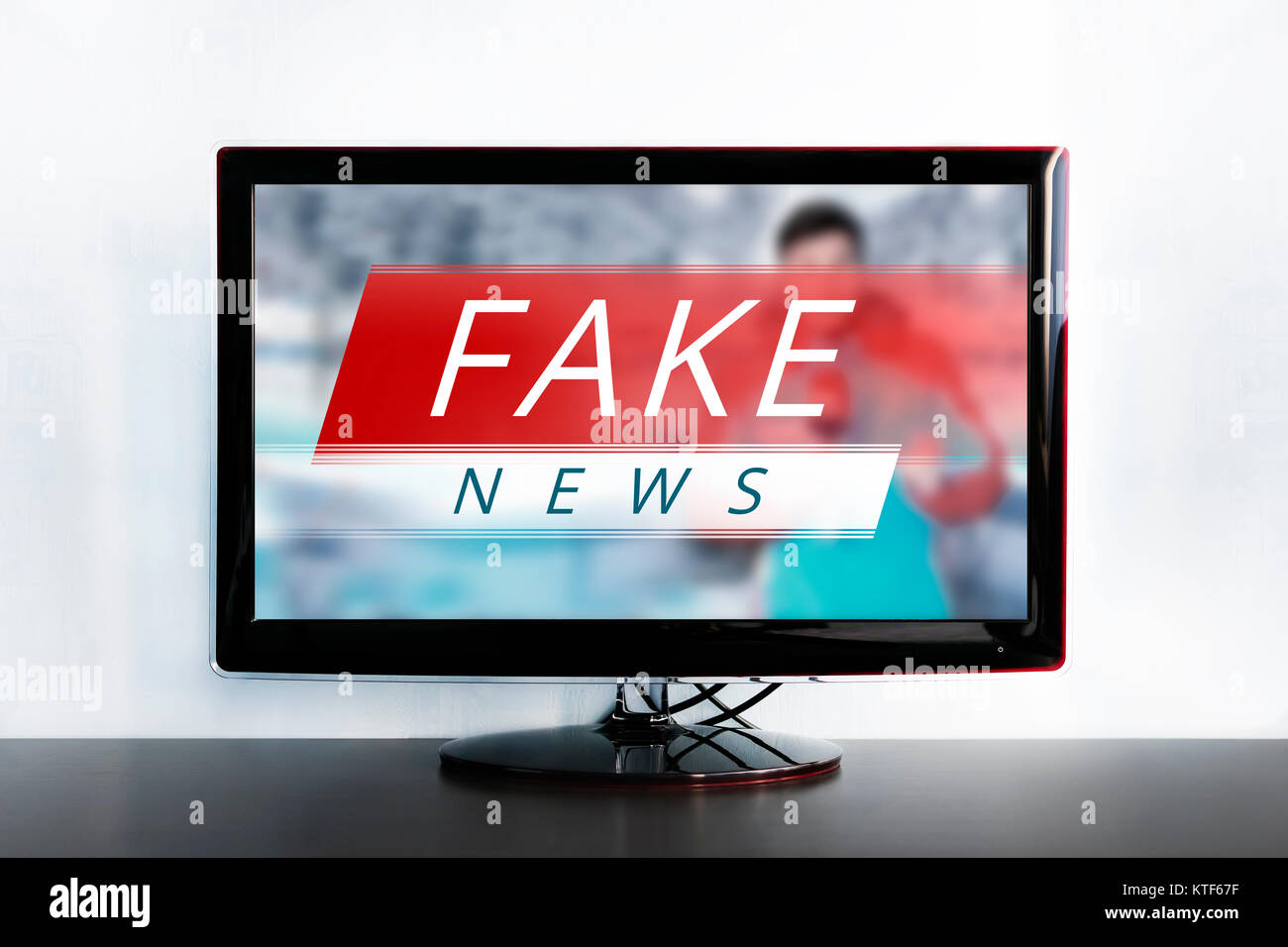 Fake news on the TV screen, HOAX concept. News report with false news ...