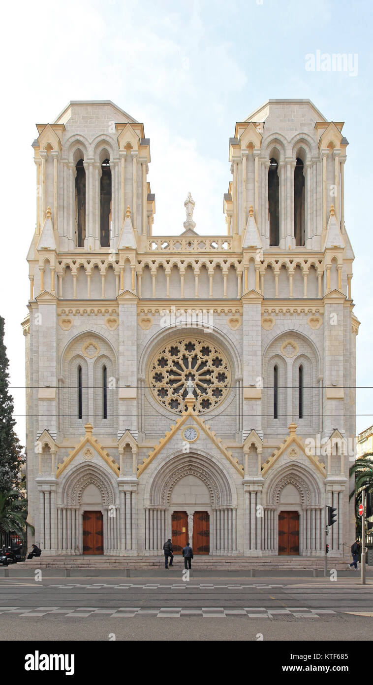 NICE, FRANCE - JANUARY 19: Notre Dame Cathedral in Nice on JANUARY 19 ...