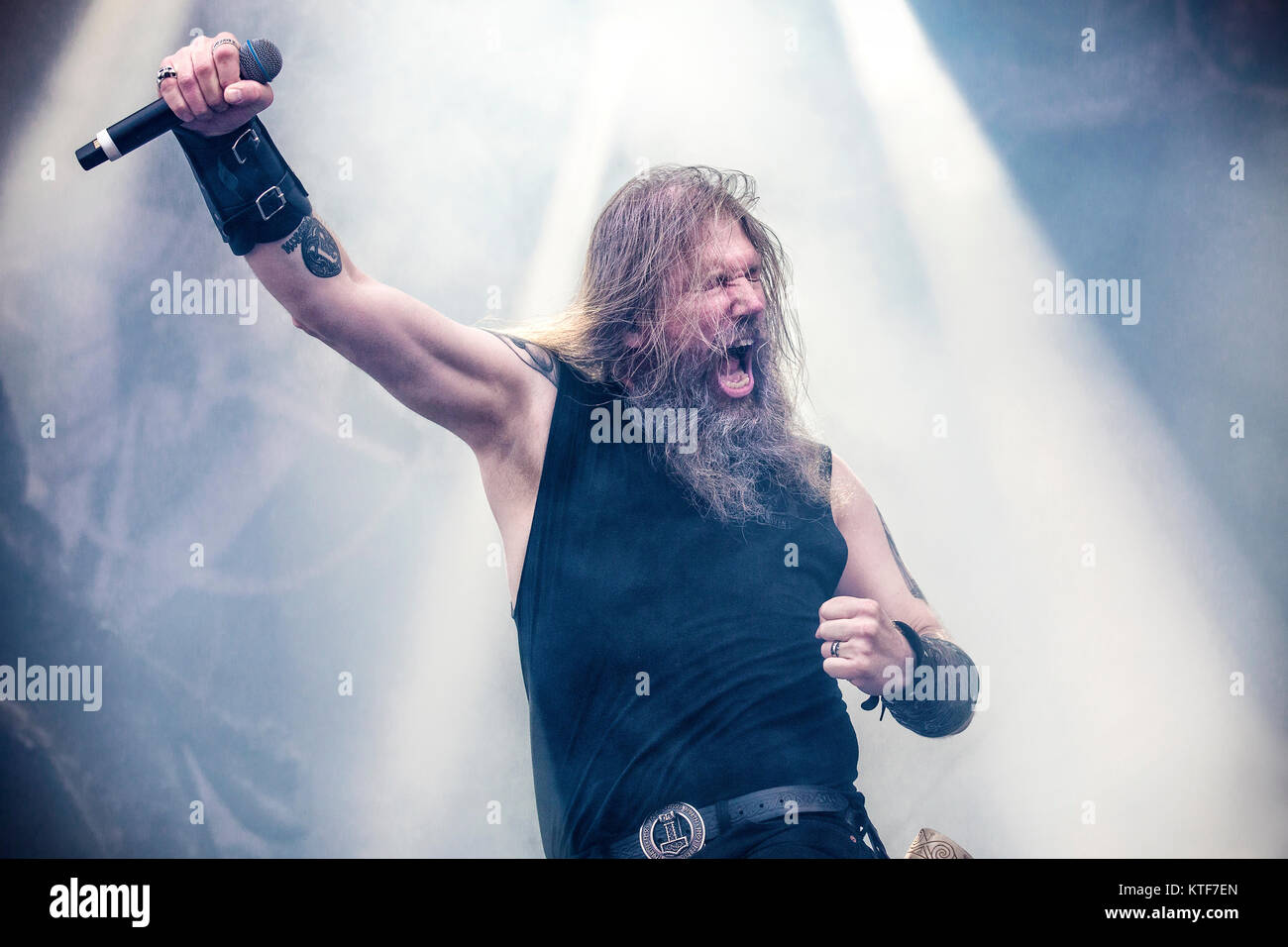The Swedish melodic death metal band Amon Amarth performs a live ...