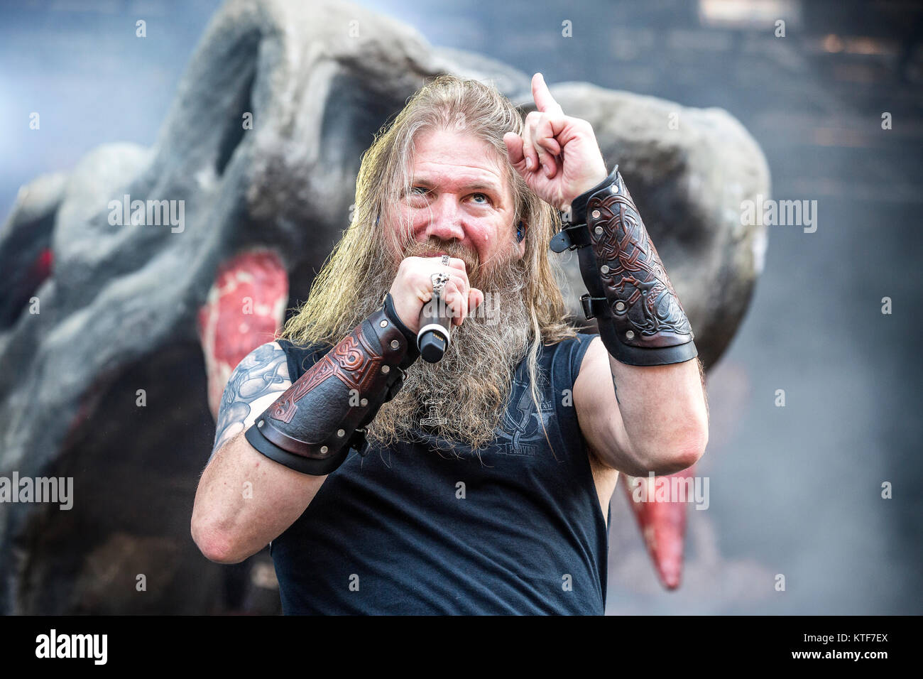 The Swedish melodic death metal band Amon Amarth performs a live ...