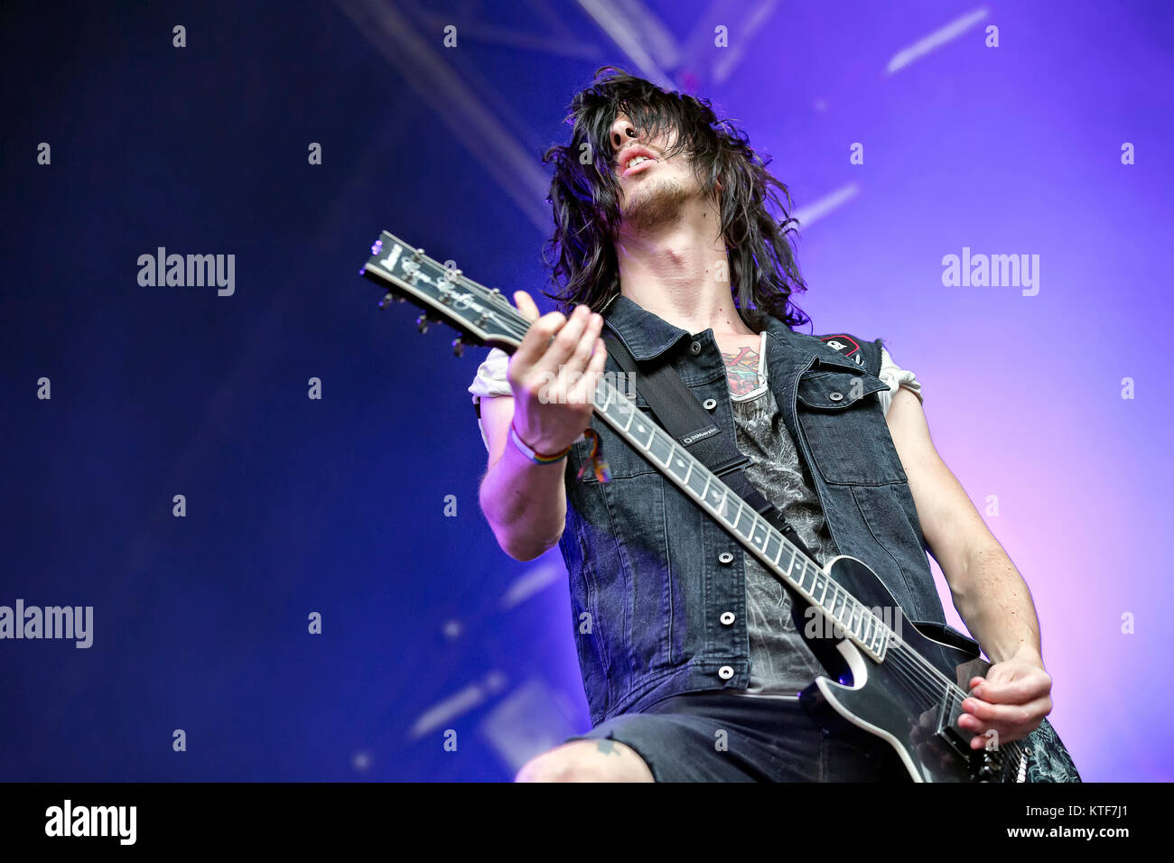 The English metalcore band Asking Alexandria performs a live concert at ...