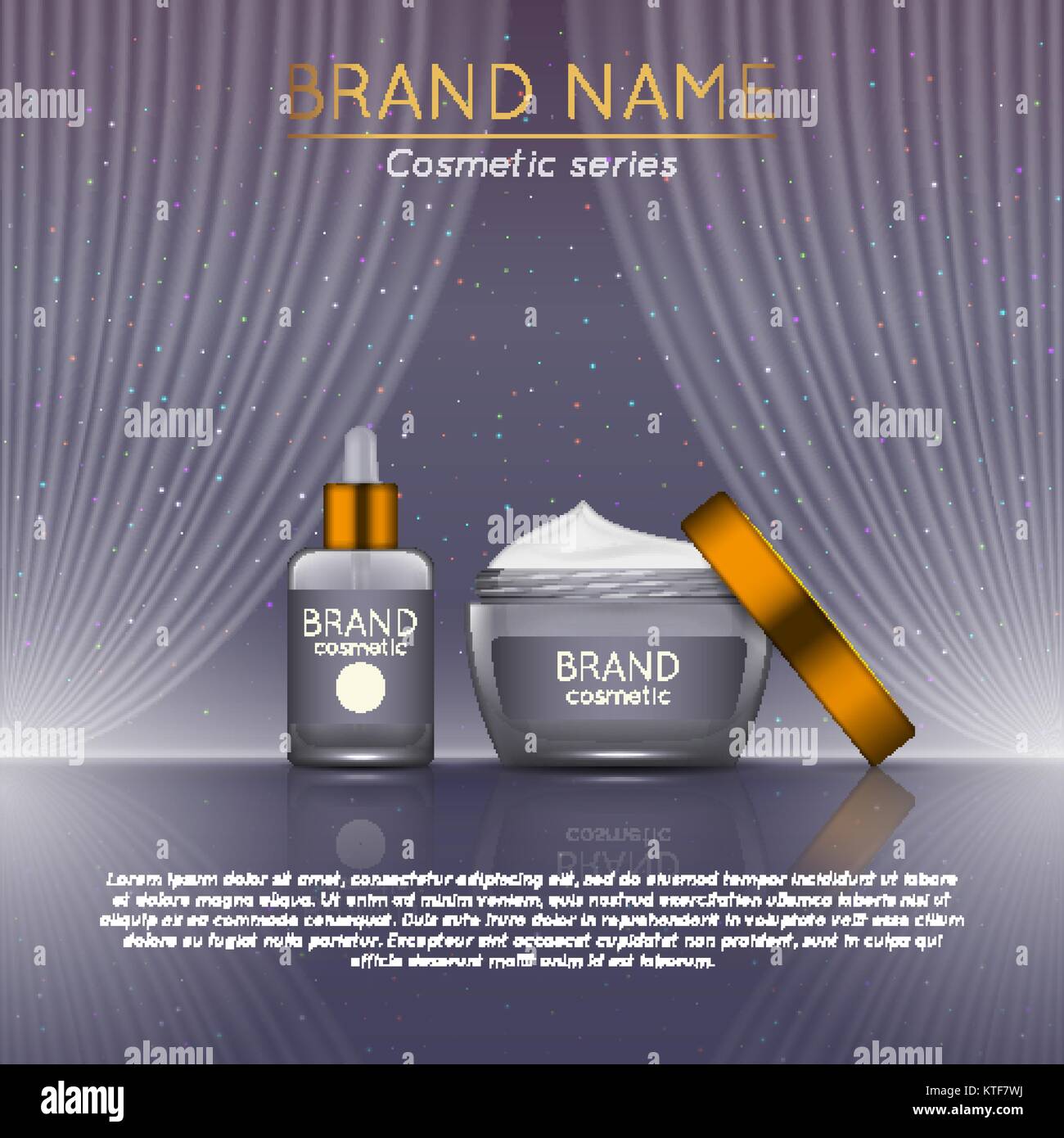 3D realistic cosmetic bottle ads template. Cosmetic brand advertising ...