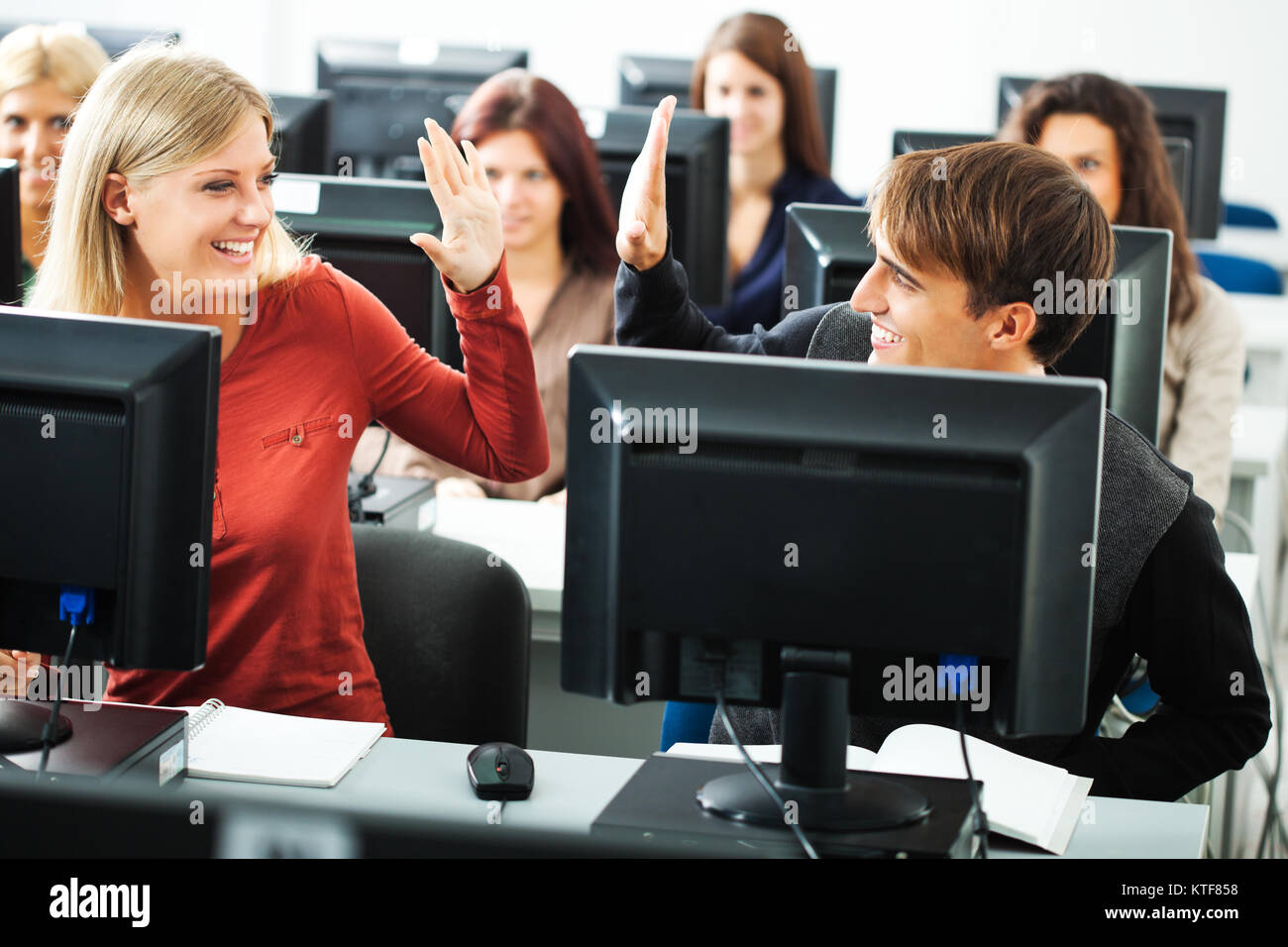 Students learning in computer lab Stock Photo - Alamy