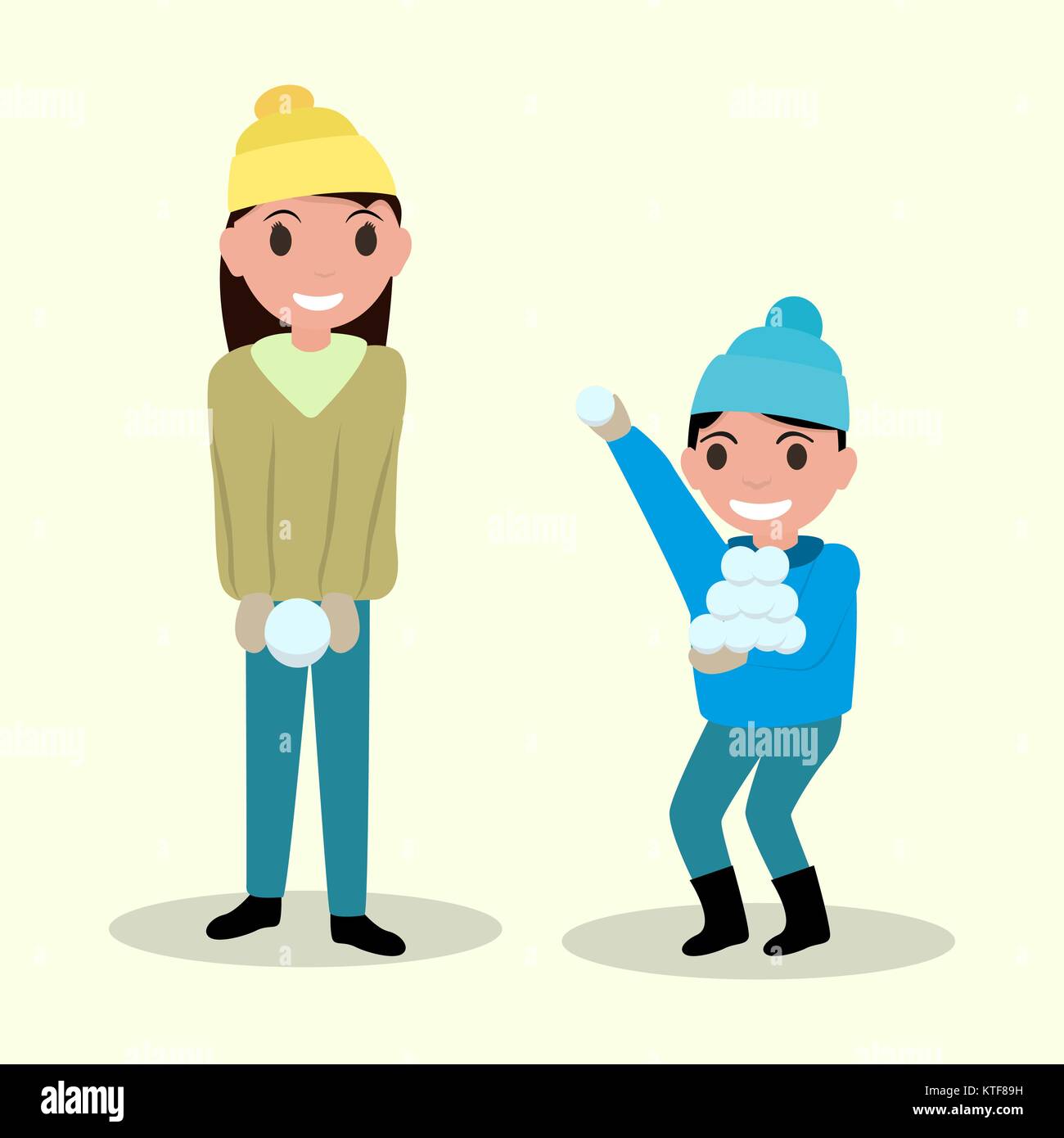 Vector cartoon happy child playing snowballs Stock Vector Image & Art ...