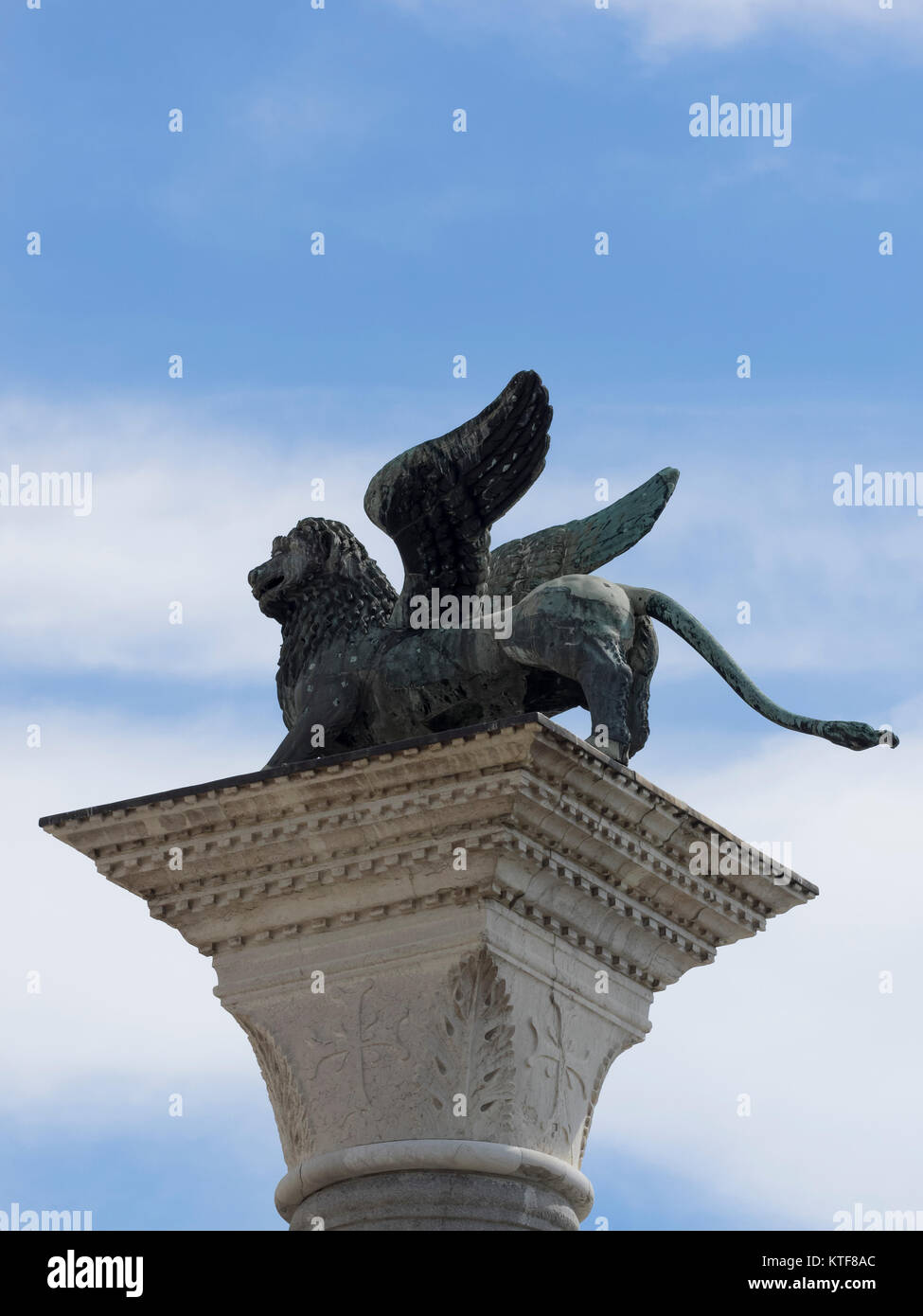 VENICE, ITALY SEPTEMBER - 13, 2017: Statue of St. Mark's Lion on column ...