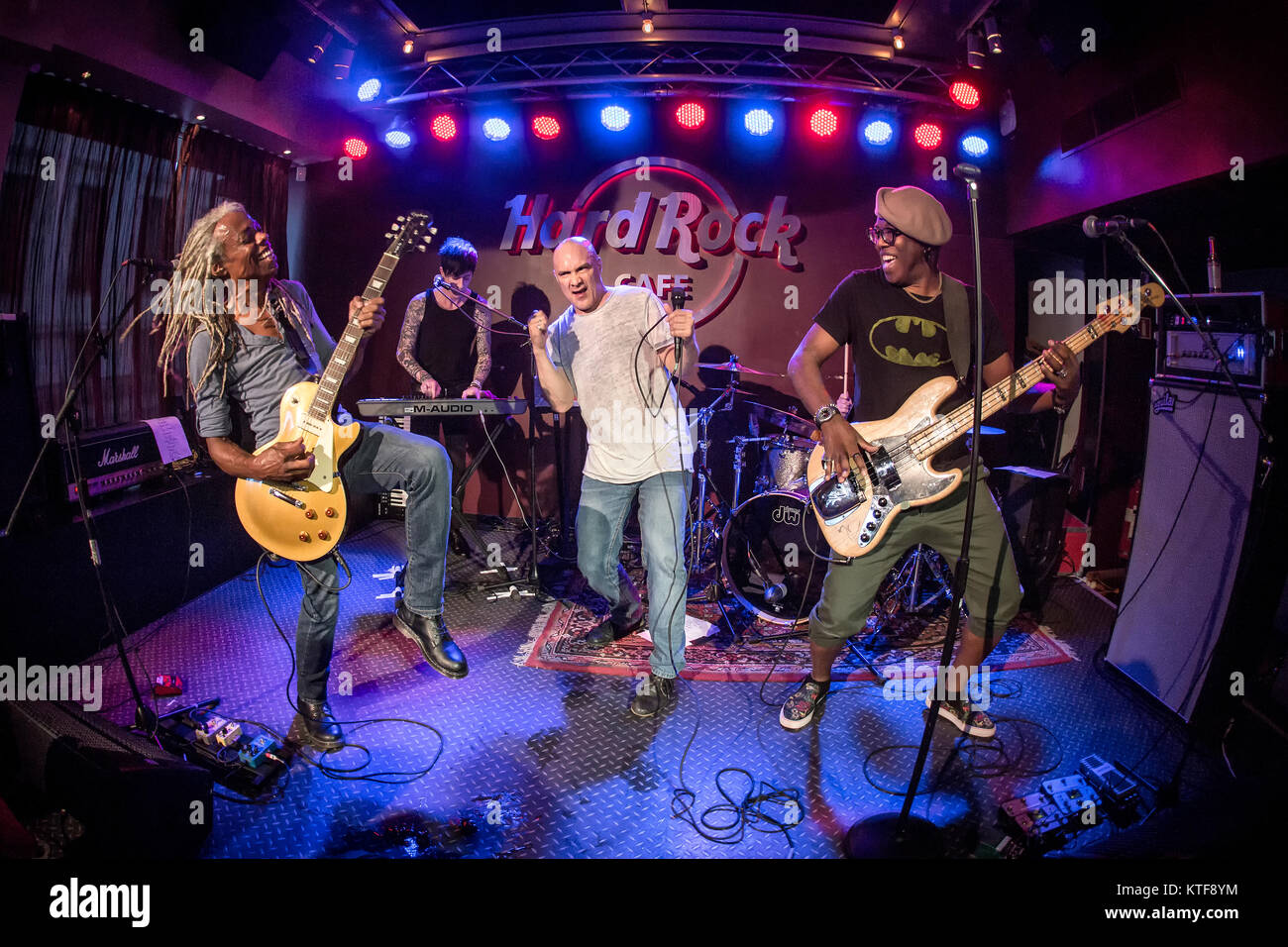 The American funk rock band Dan Reed Network performs a live concert at ...