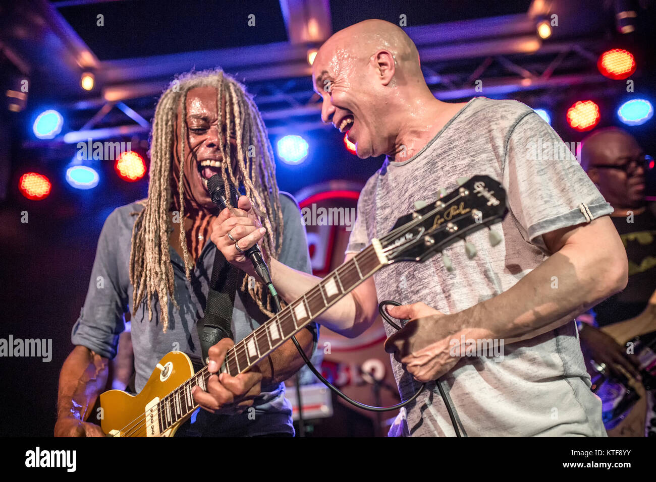 The American funk rock band Dan Reed Network performs a live concert at ...