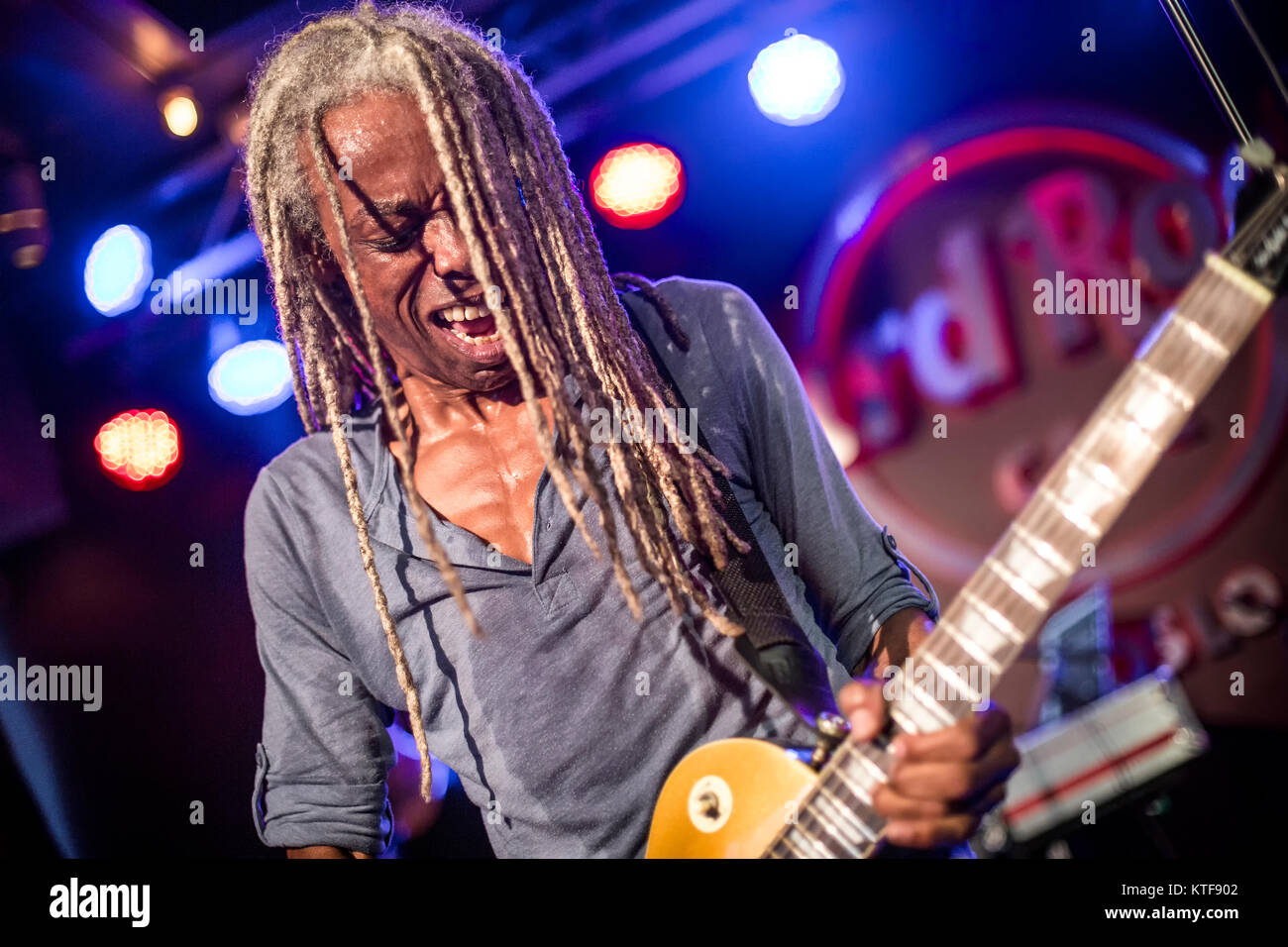 The American funk rock band Dan Reed Network performs a live concert at ...