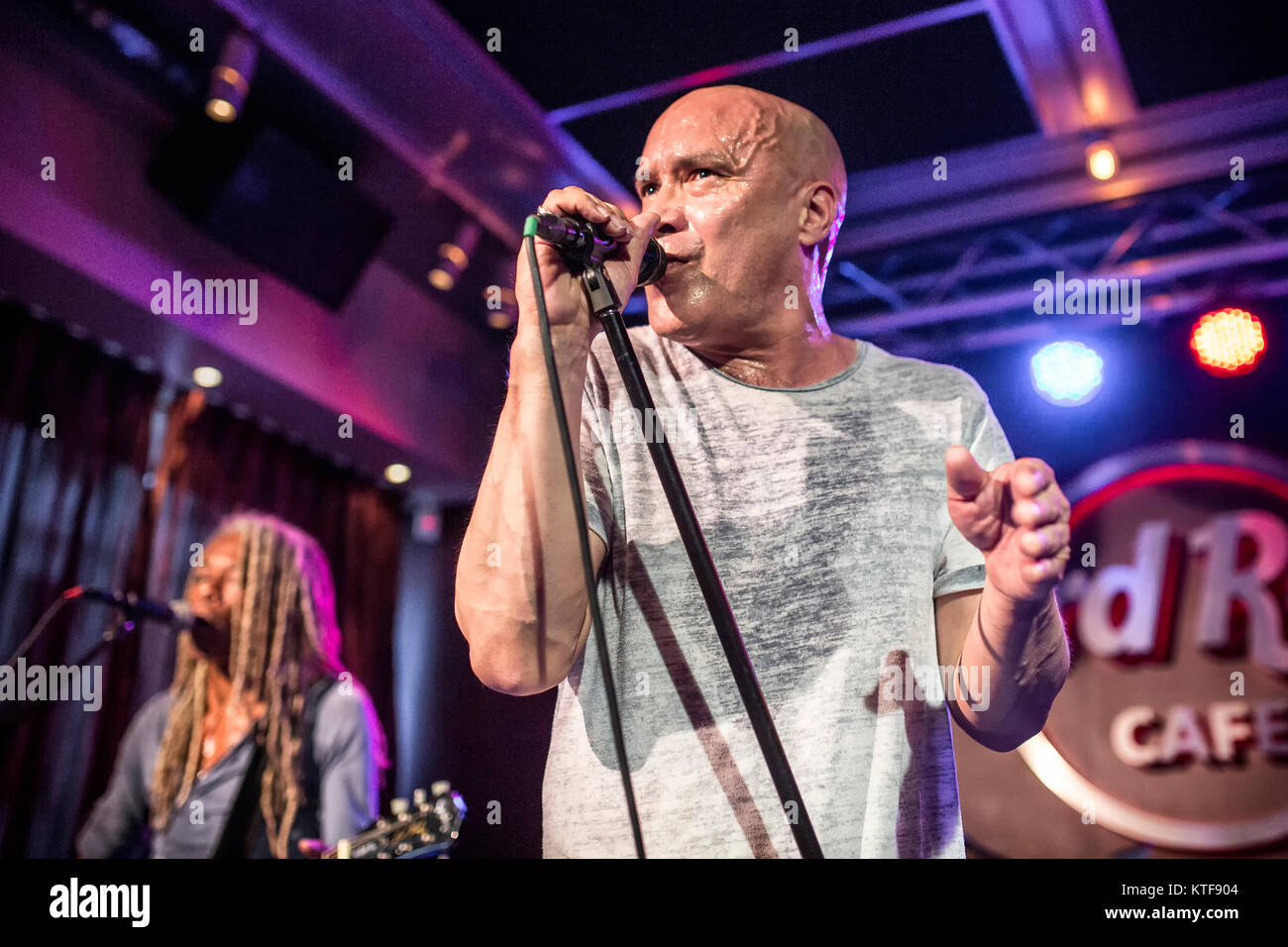 The American funk rock band Dan Reed Network performs a live concert at ...