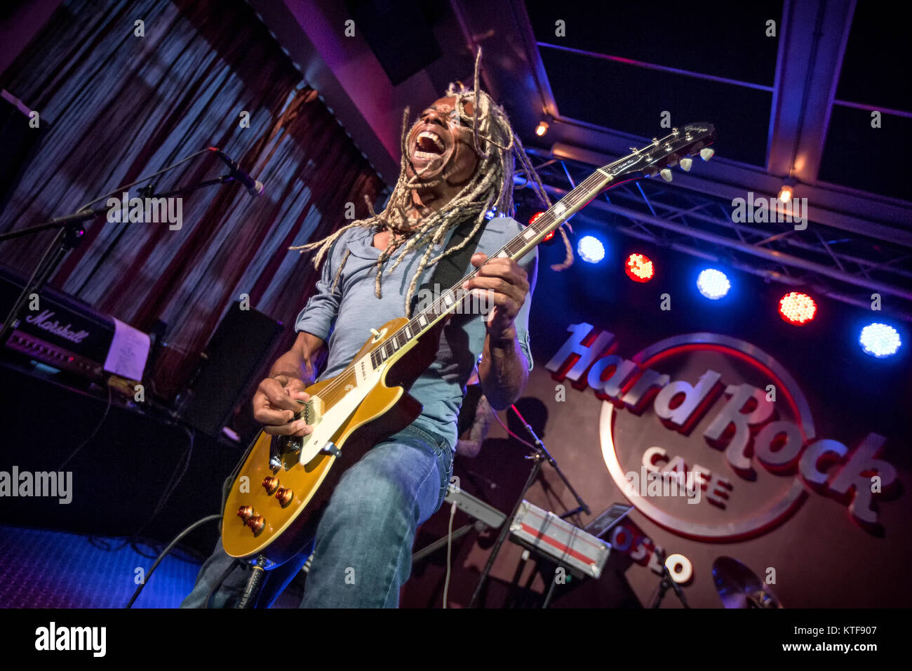 The American funk rock band Dan Reed Network performs a live concert at ...