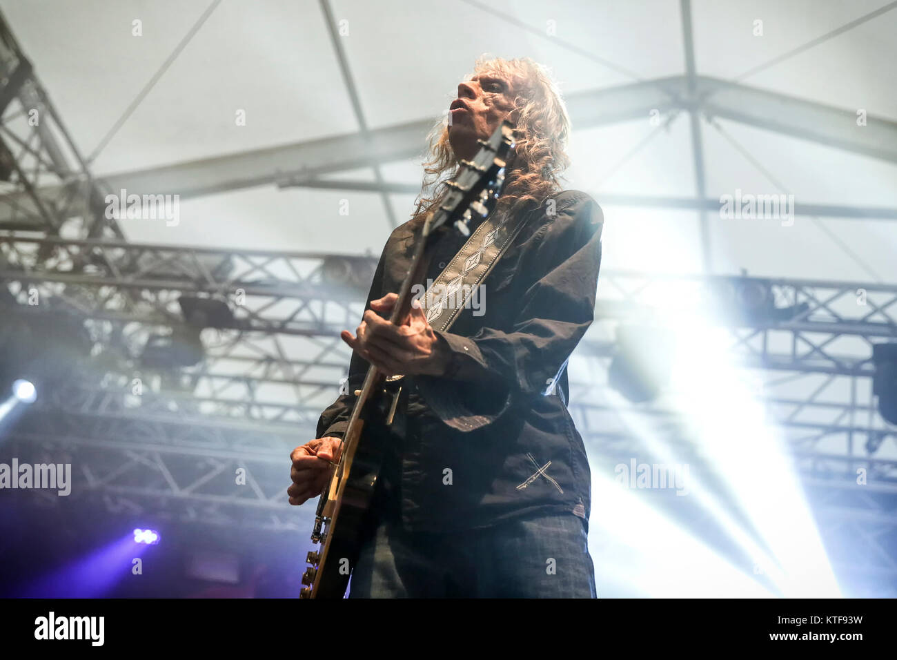 The English heavy metal band Diamond Head performs a live concert at ...