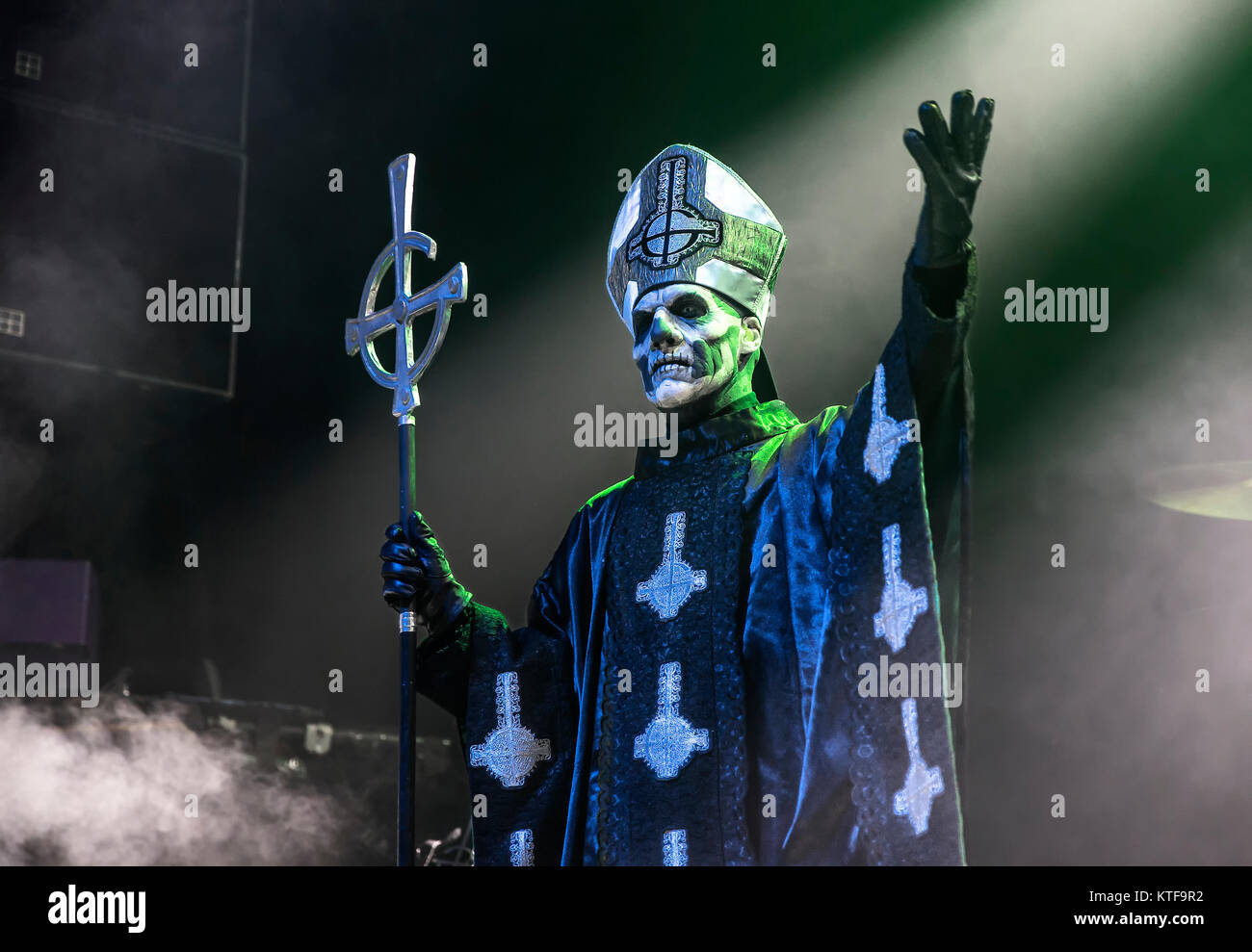 The Swedish doom metal band Ghost performs a live concert at ...