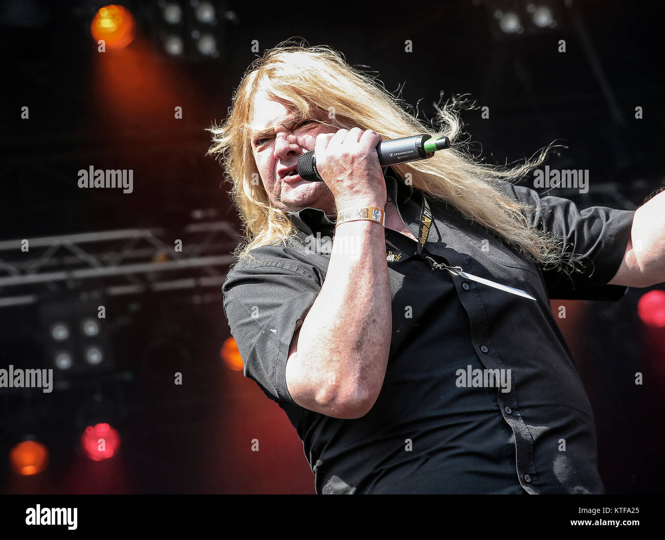 The British heavy metal band Grim Reaper performs a live concert at the ...