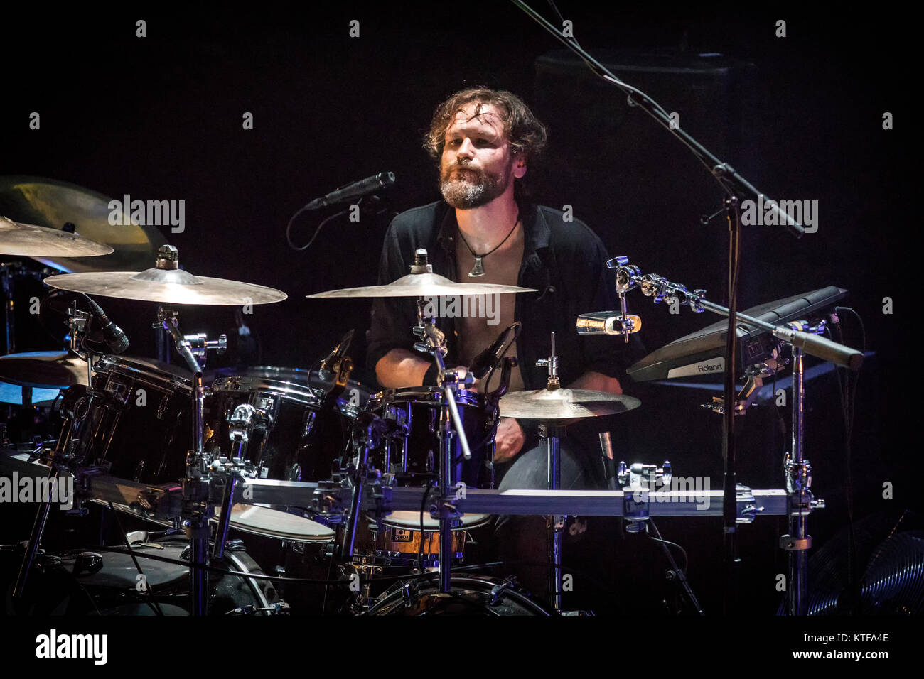 The Norwegian Viking black metal band Helheim performs a live concert ...