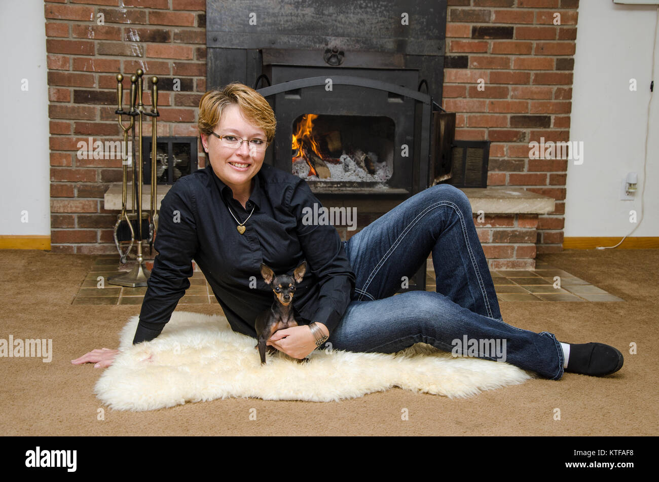 Holly and her Dog Lilly a Tea Cup Chihuahua/Pincher Stock Photo - Alamy