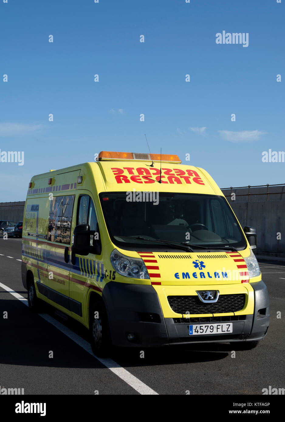 An ambulance at Marina Rubicon, Playa Blanca, Lanzarote, Canary Islands ...