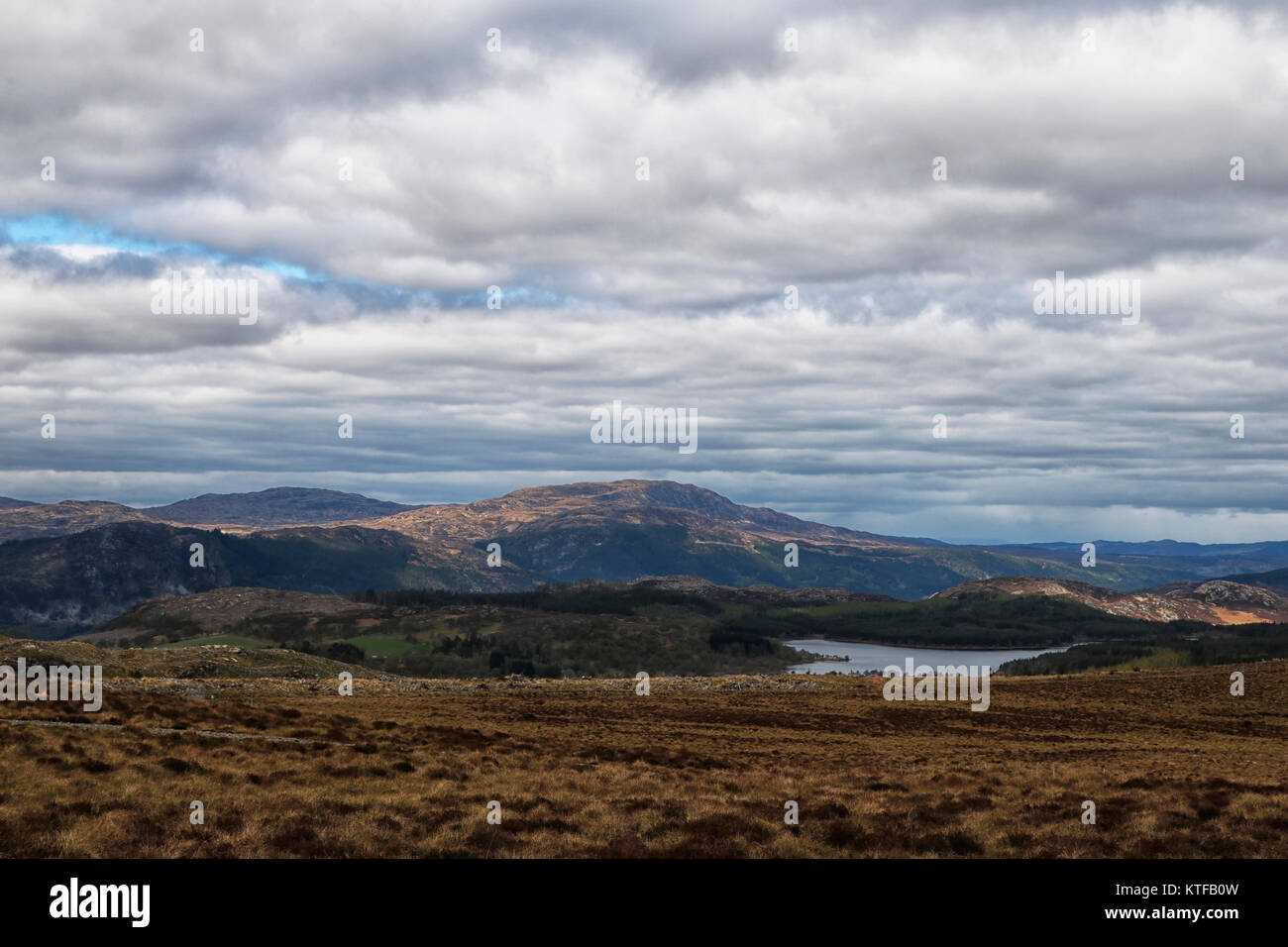 Scottish Highlands in Springtime looking over moorlands and across Loch ...